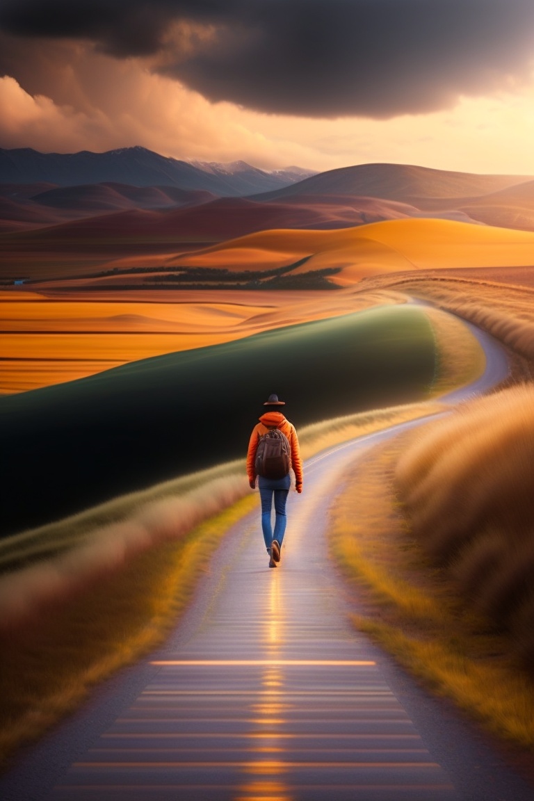 Lexica - Depict a person walking on a path of truth, characterized by ...