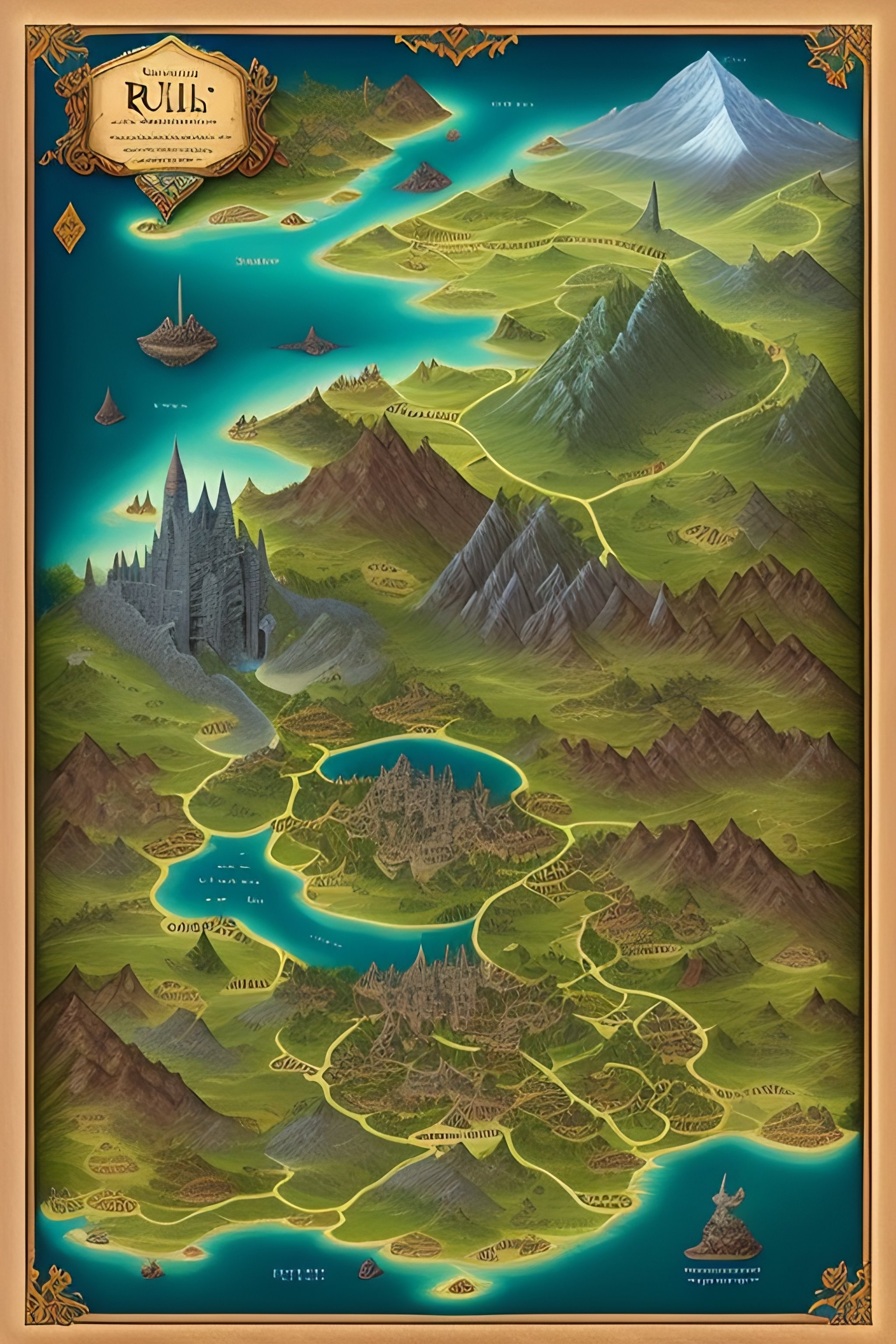 Lexica - An illustrated fantasy country map, tabletop game, detailed ...
