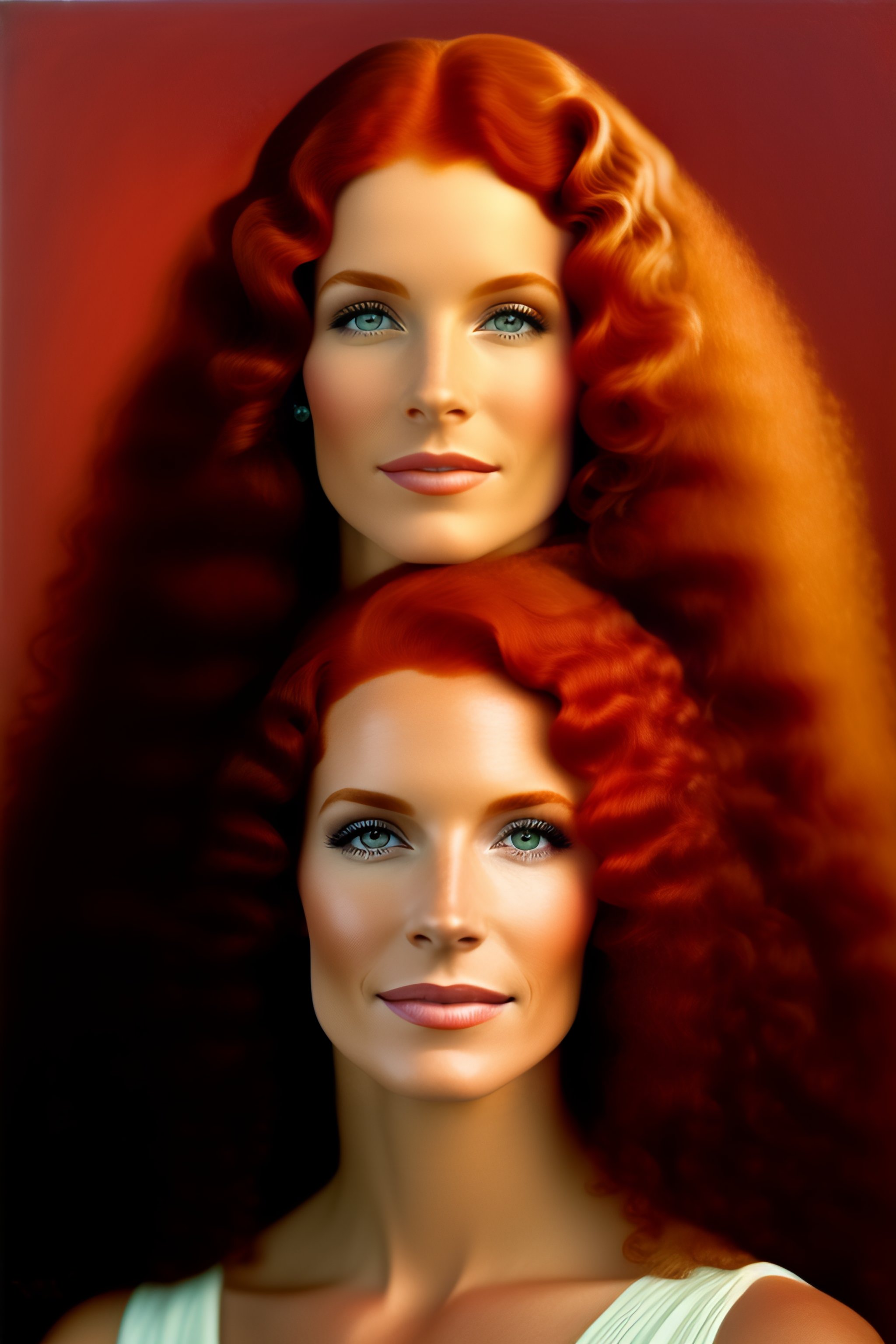 Lexica - Portrait of red headed twins with hazel eyes age 35 with long ...