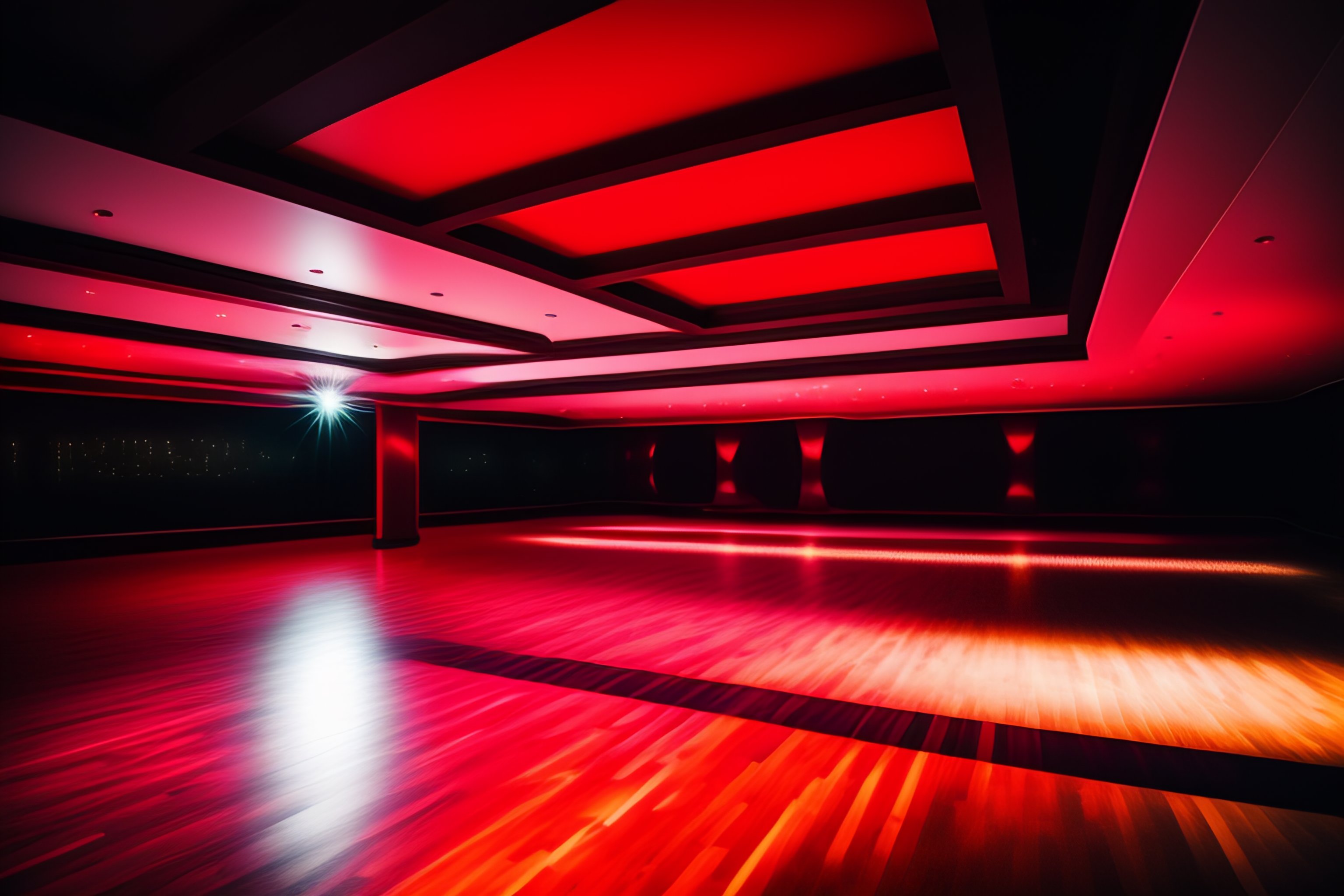 Lexica - Black and red dancefloor interior, square