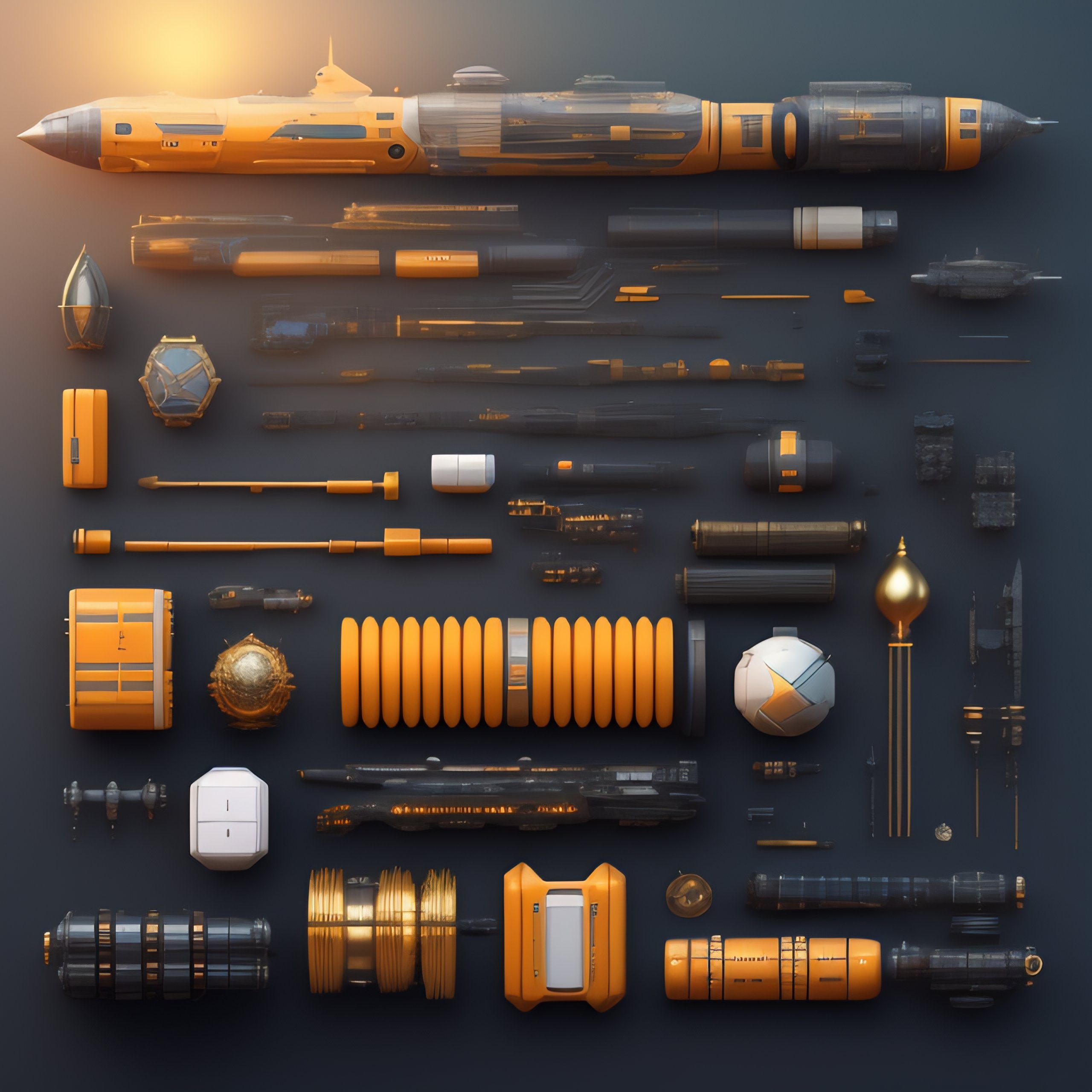 Lexica - Futuristic magical devices, Costumes and props, Knolling ...