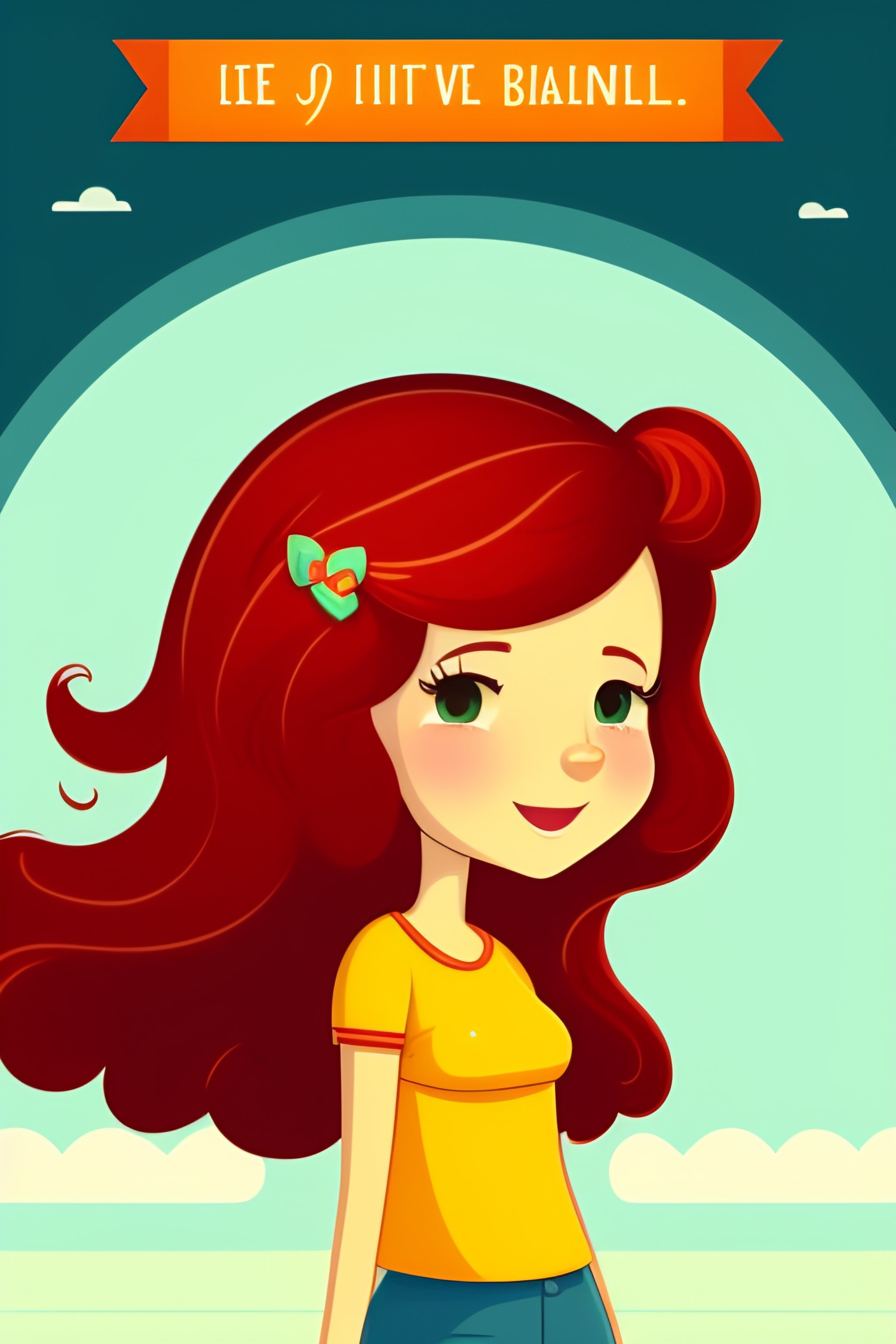 Lexica - Cartoon drawing of a cheerful redhaired girl as a stick figure ...