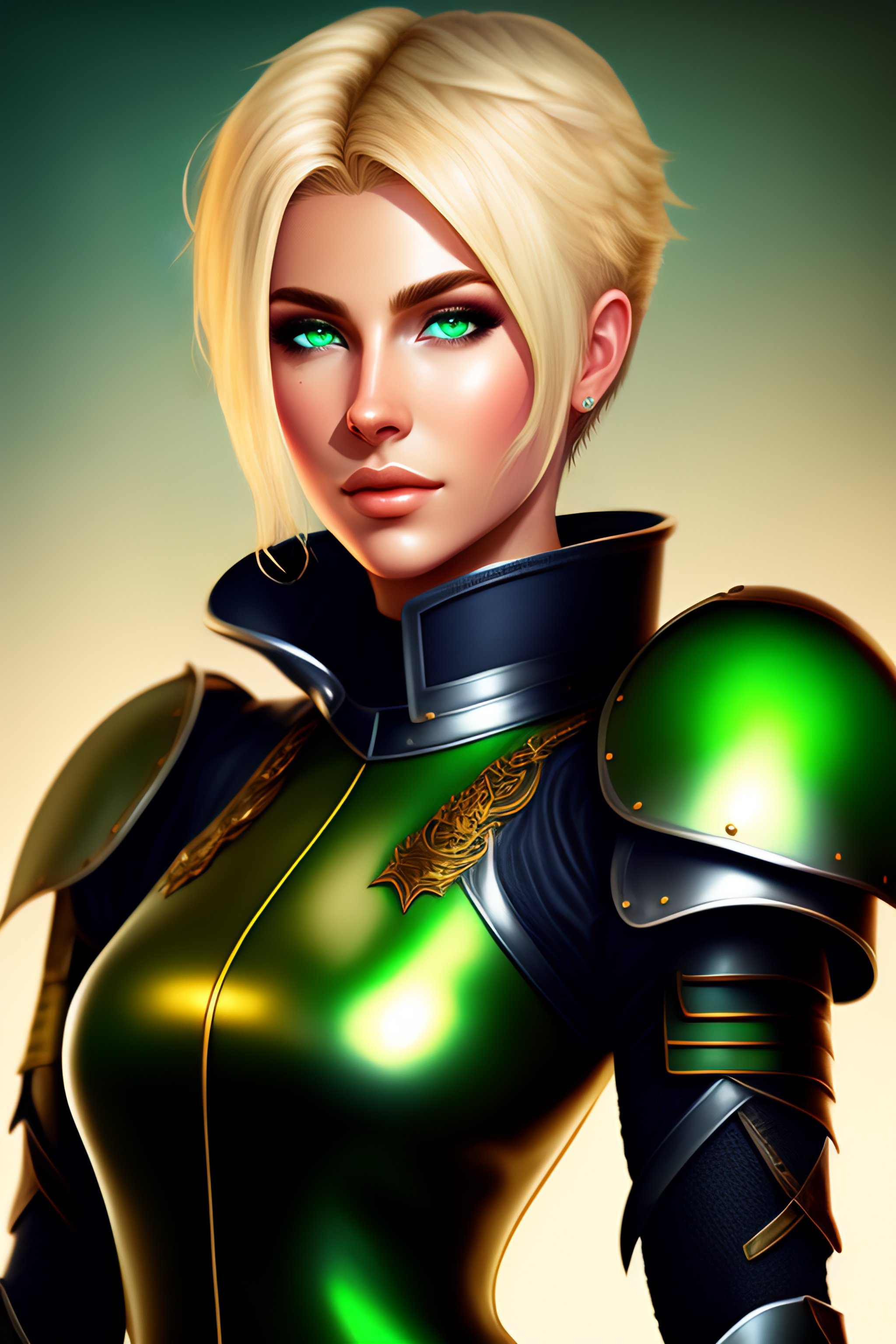 Lexica - Young adult female, leather armour, blonde hair, pixie cut ...