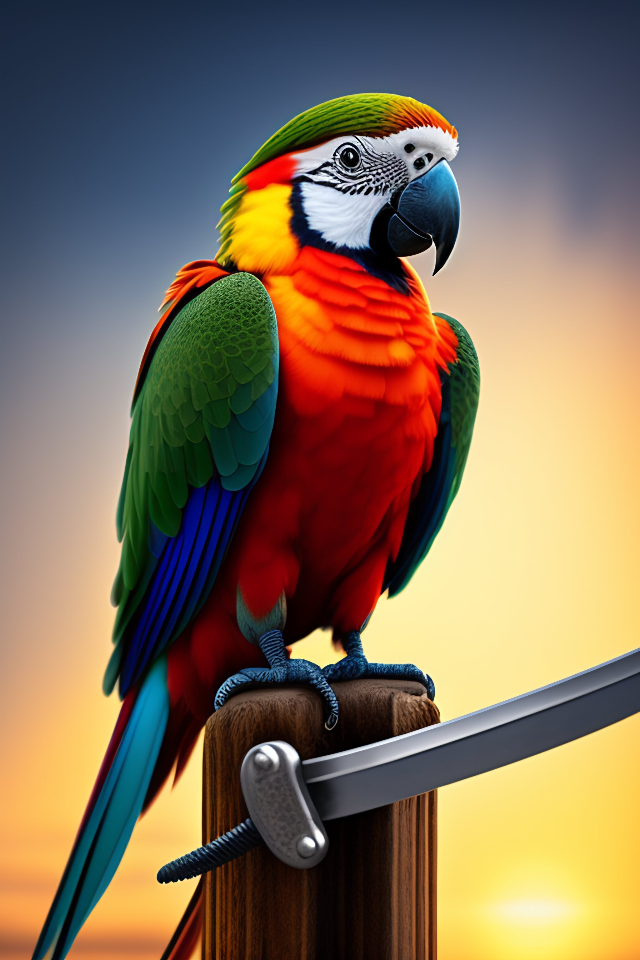 Lexica - Parrot knight with a sword