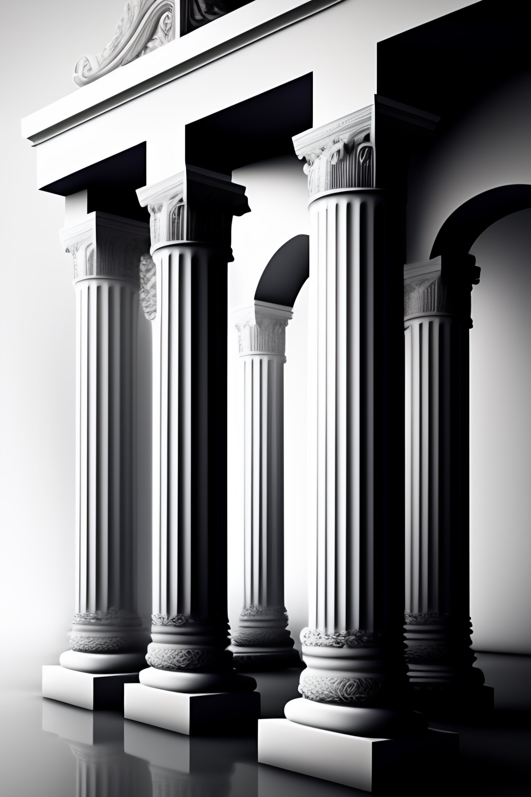 Lexica - Imagine 2 white greek pillars on a black background