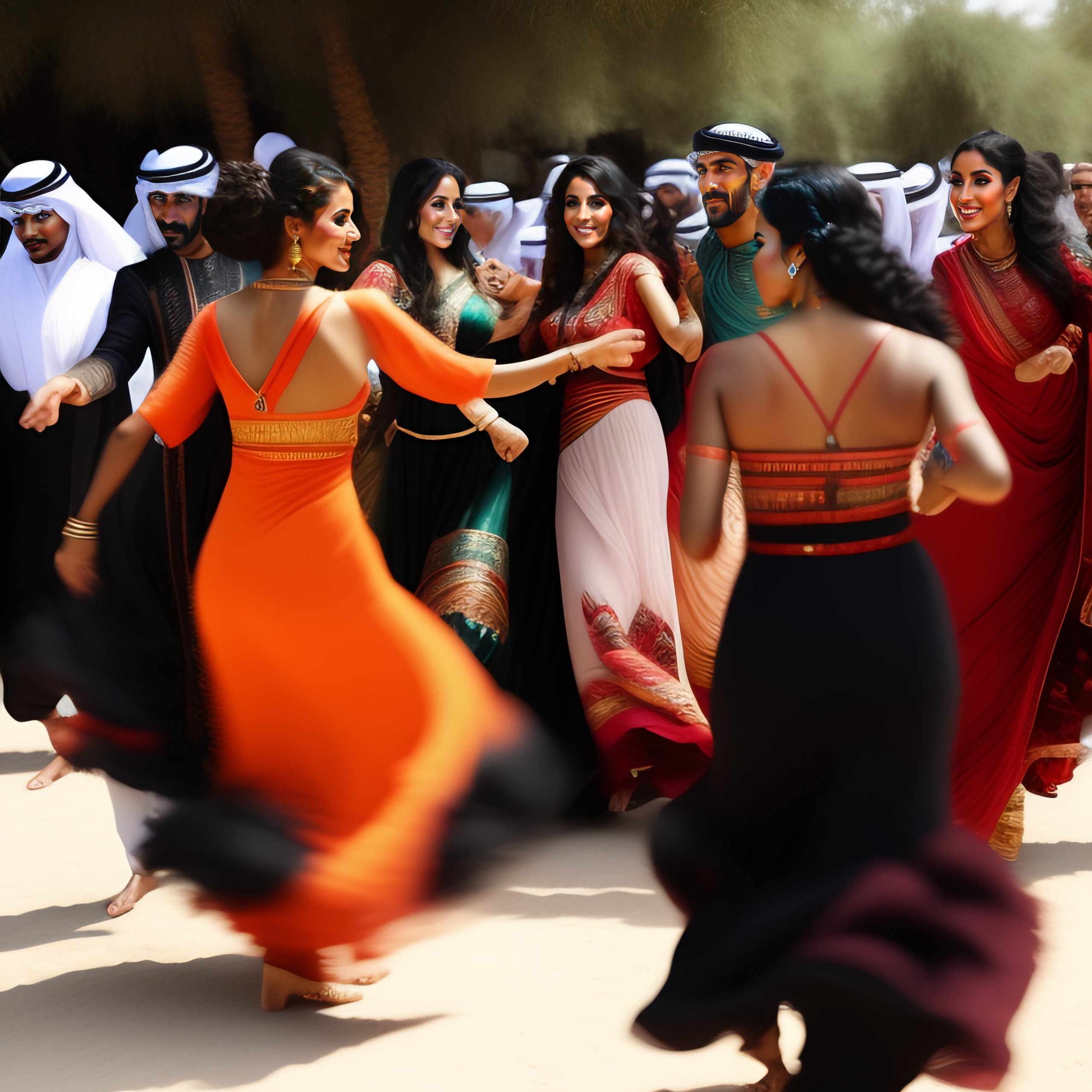 Lexica - Group of arabs dancing with girls