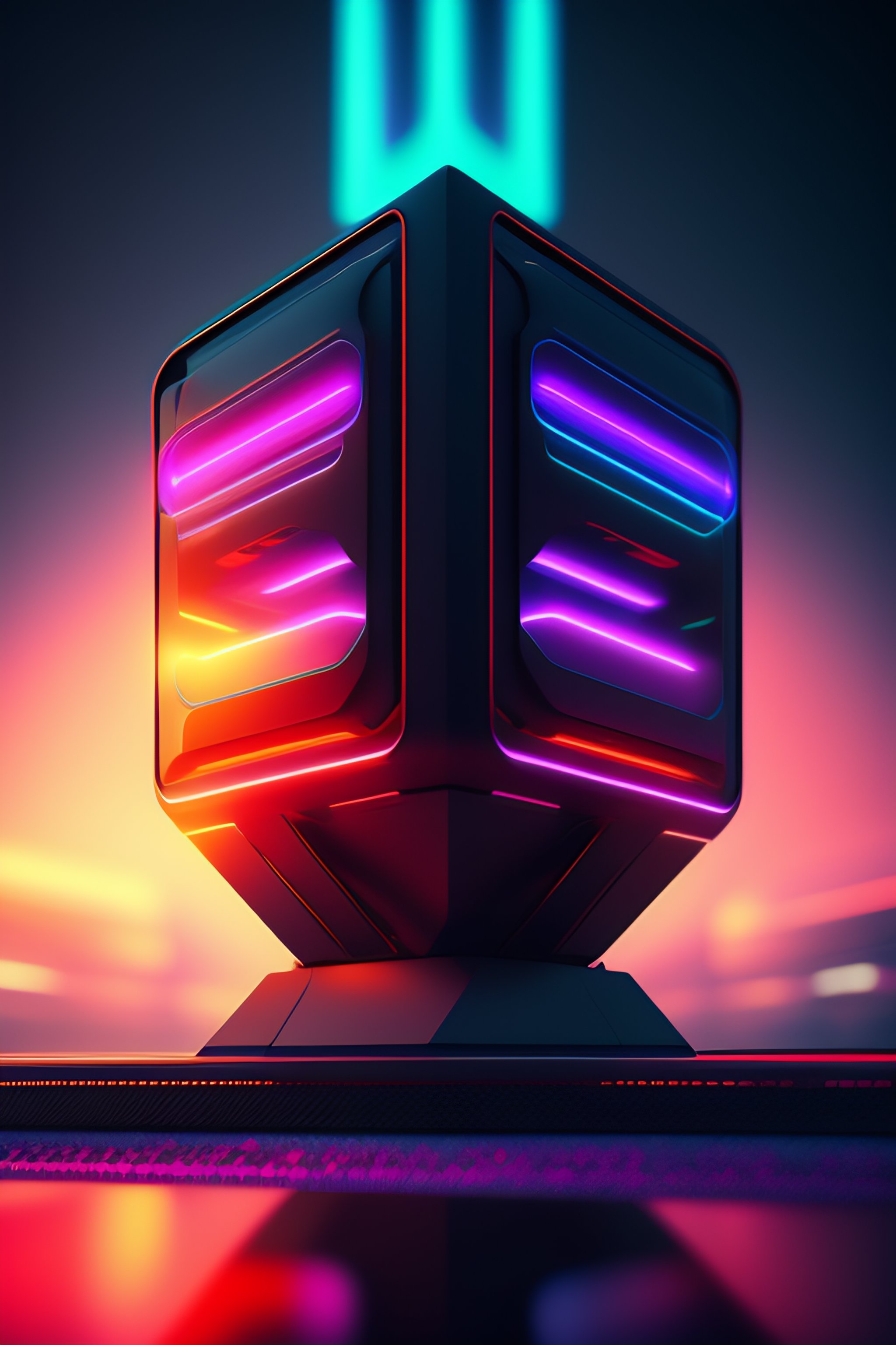 Lexica - ,futuristic cubic render, neon glares, techno background ...