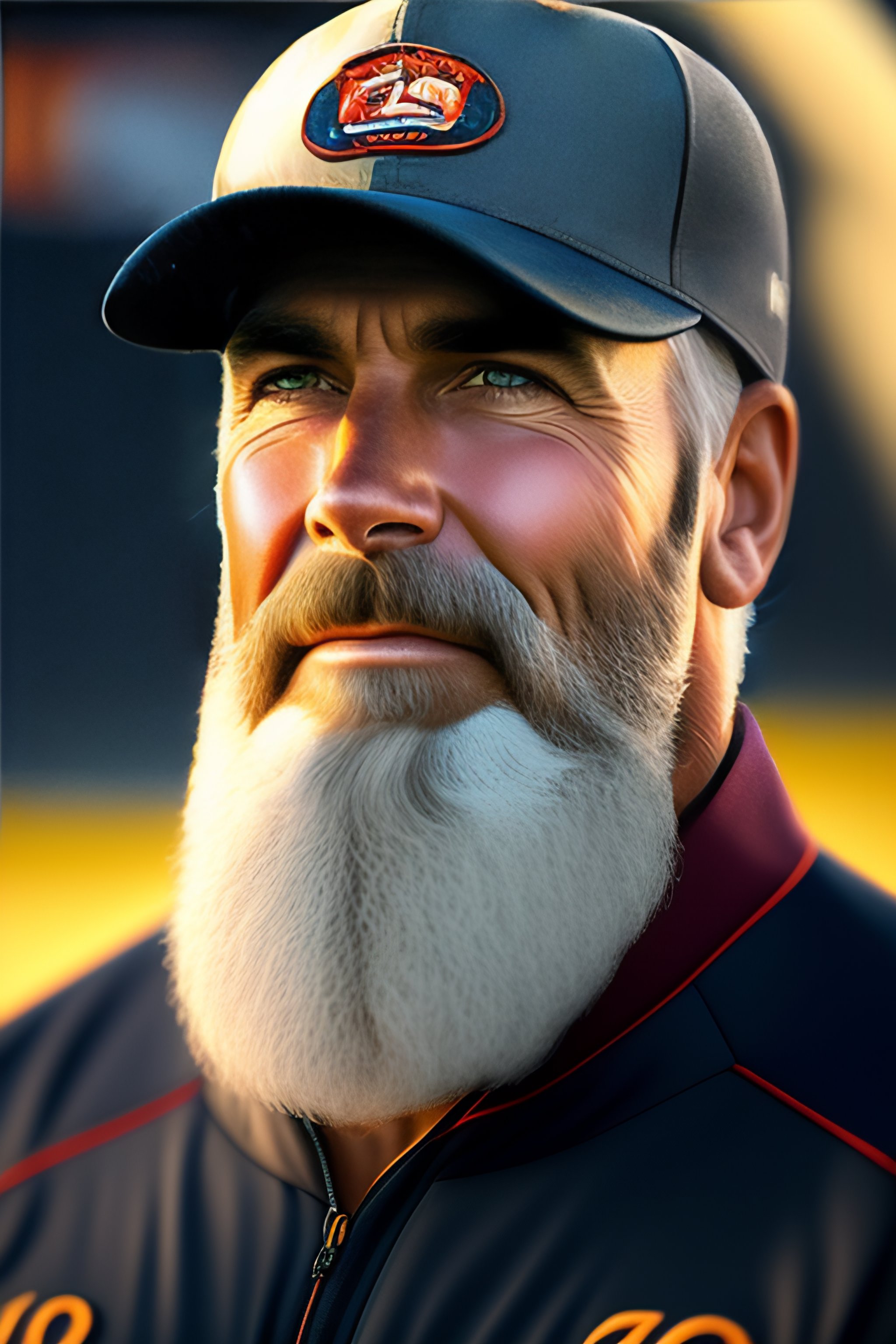 Lexica - White man, short grey beard and slugger cap, 8k, high detail