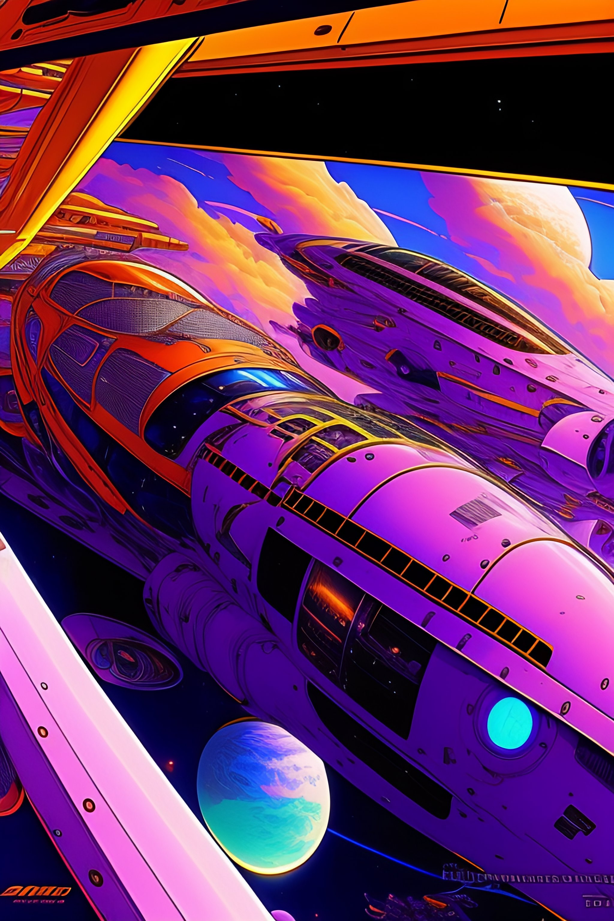 Lexica - Vintage 80's anime style. cluttered starship interior; crew ...