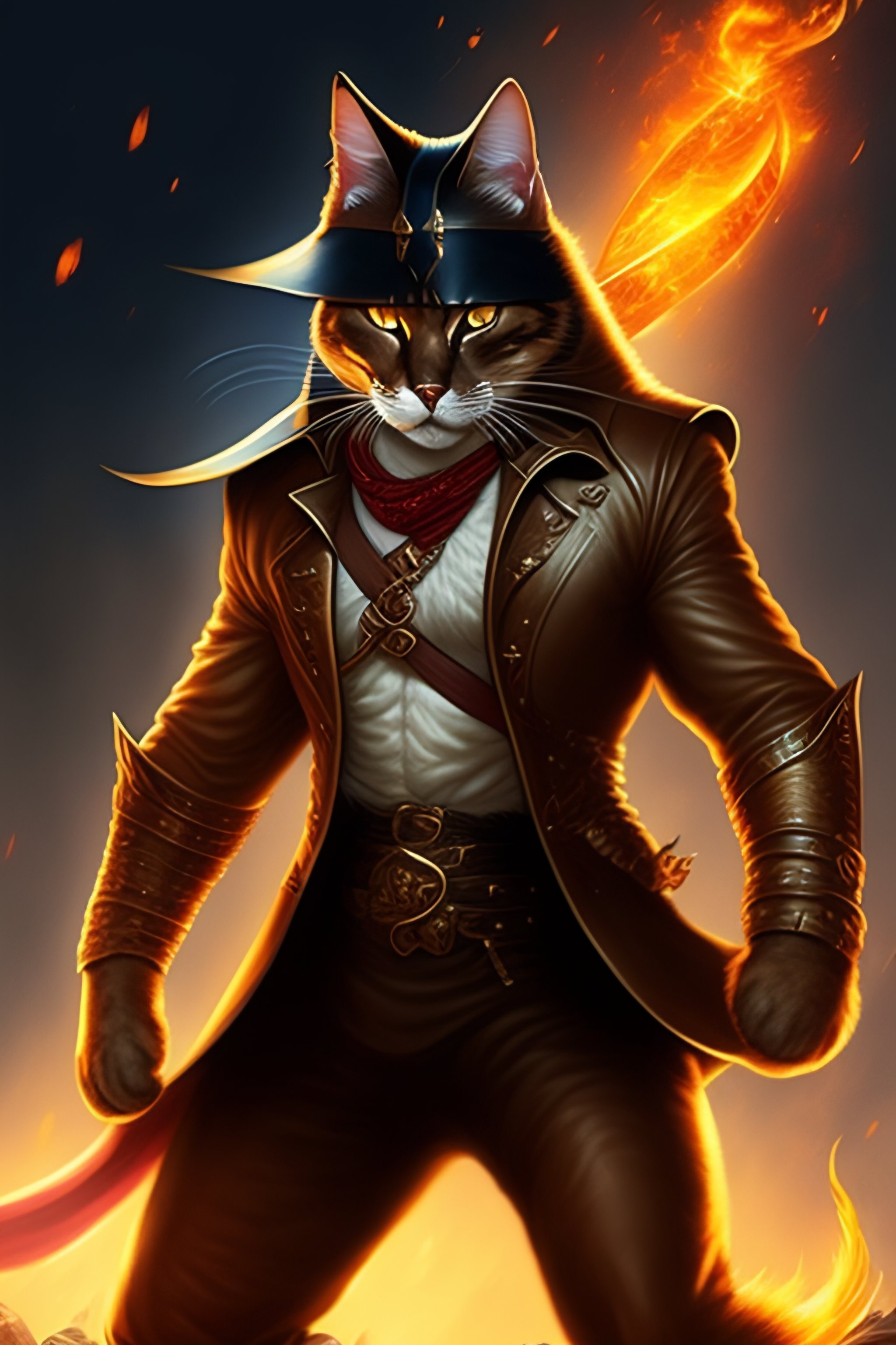 Lexica - Fantasy Indiana Jones as a Fighter Rogue cat-men