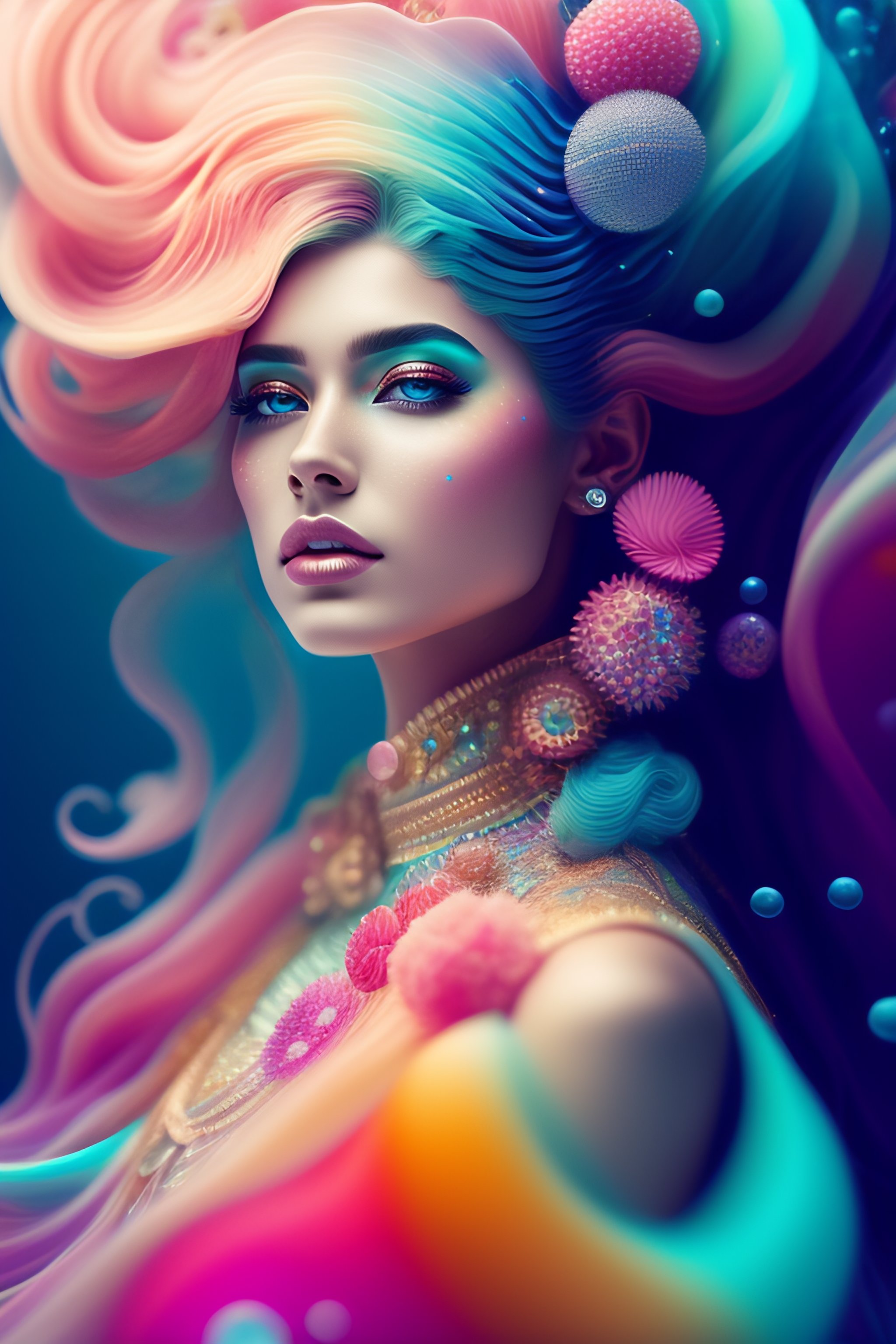 Lexica - Dynamic underwater ink art by Alberto Seveso of a young woman ...