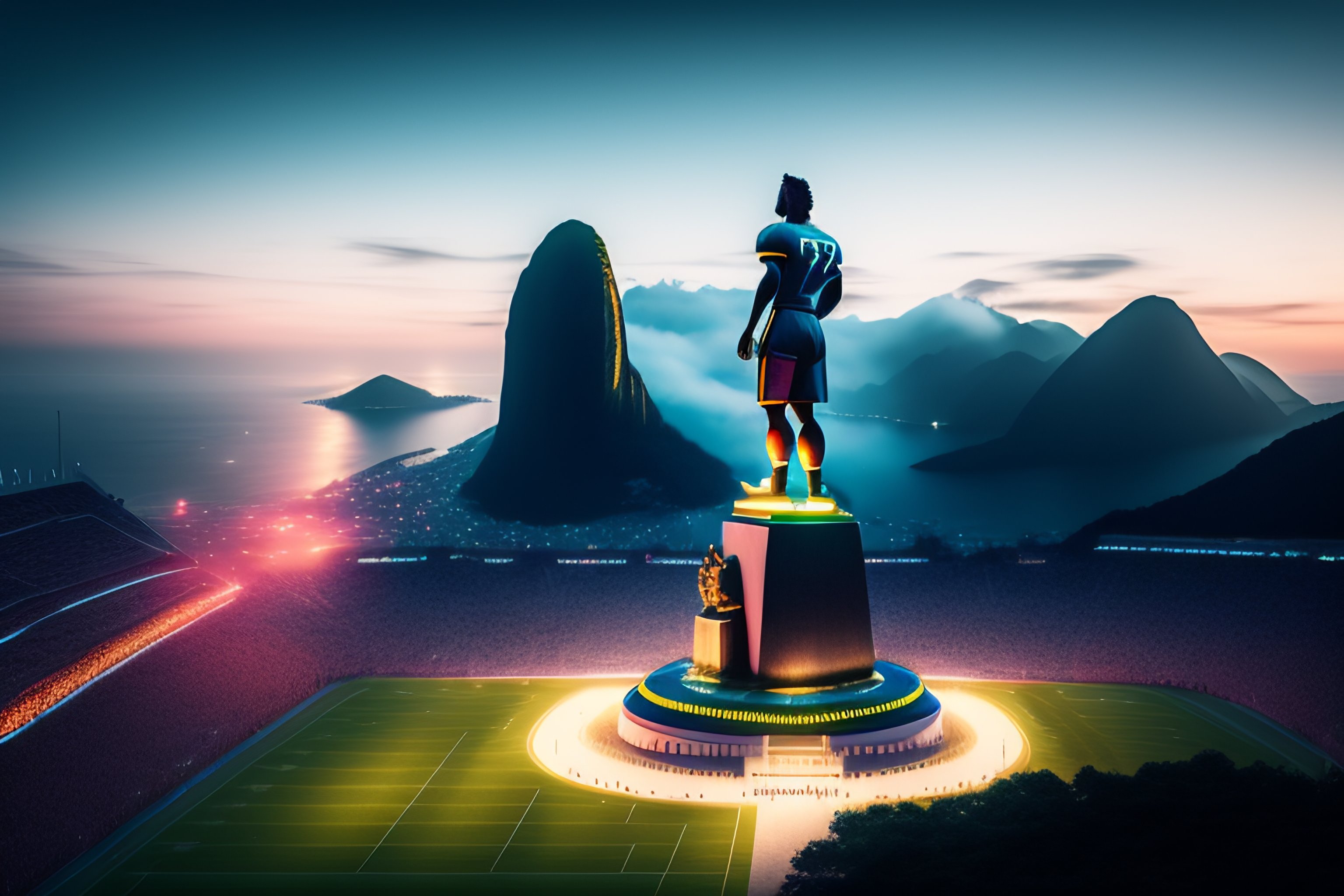 Lexica - Football player Pele statue size like Christ the Redeemer in ...