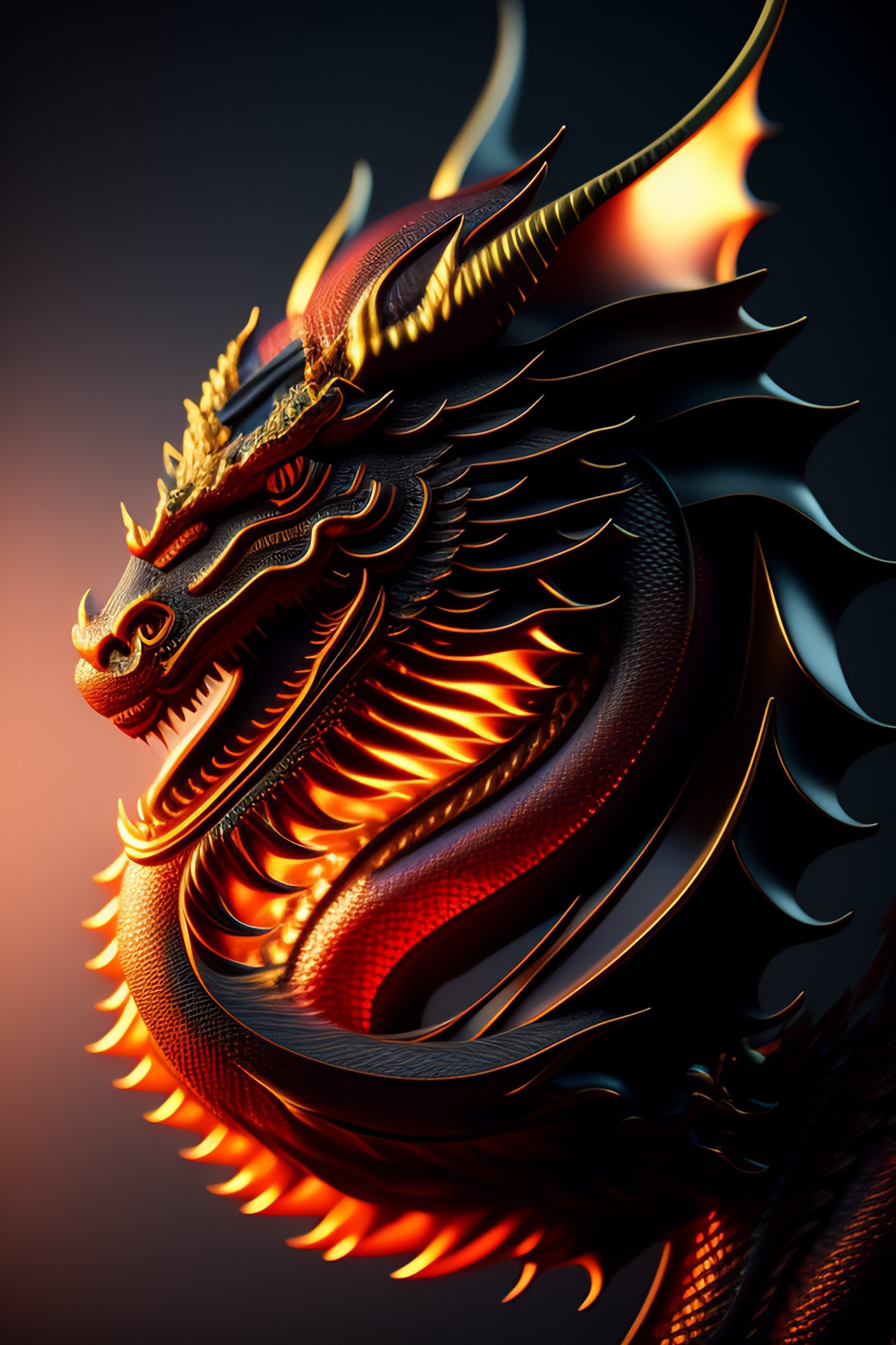 Lexica - A mobile phone with a chinese dragon pattern, centred, night ...