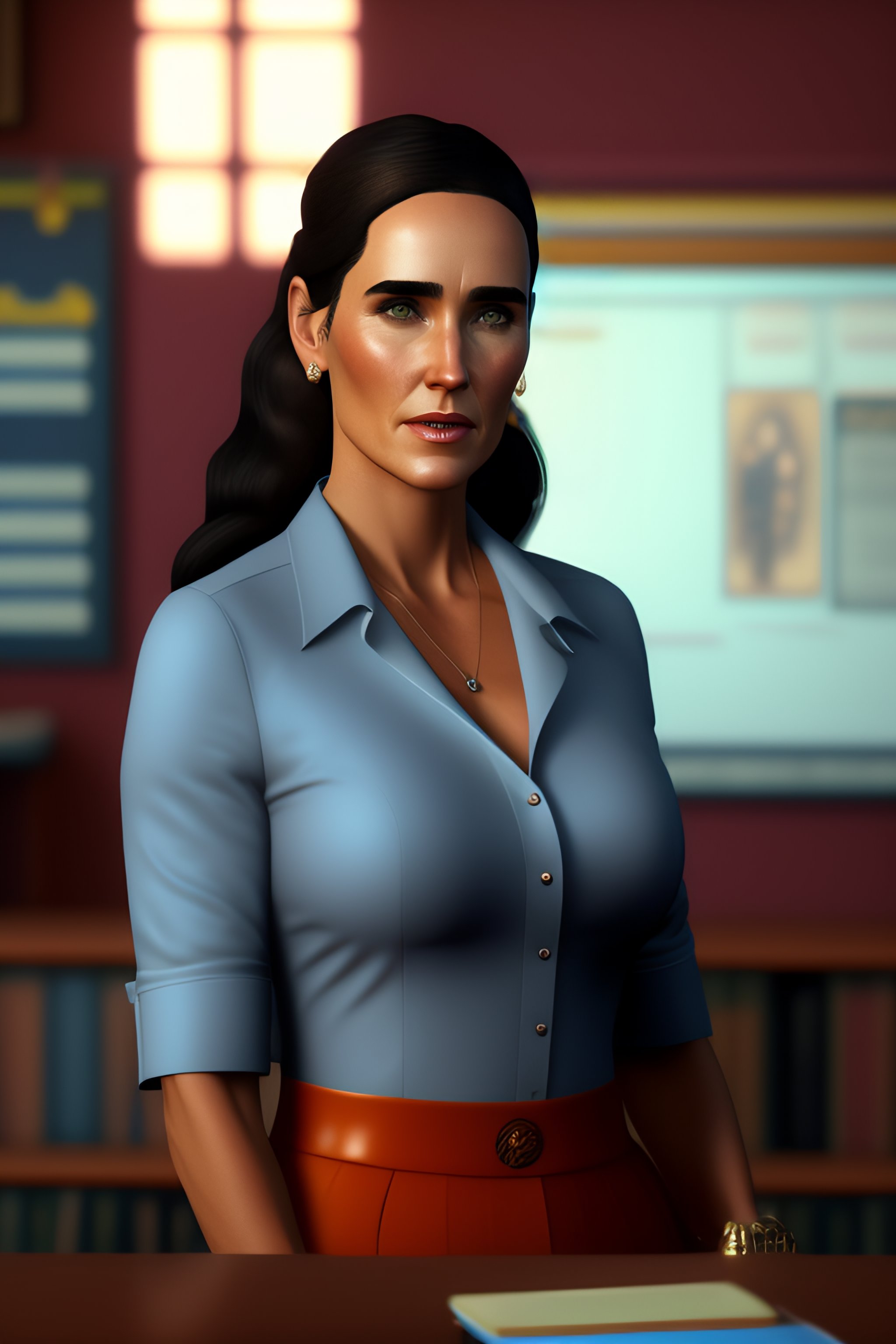 Lexica - Jennifer Connelly as a beautiful school teacher, wearing tight ...