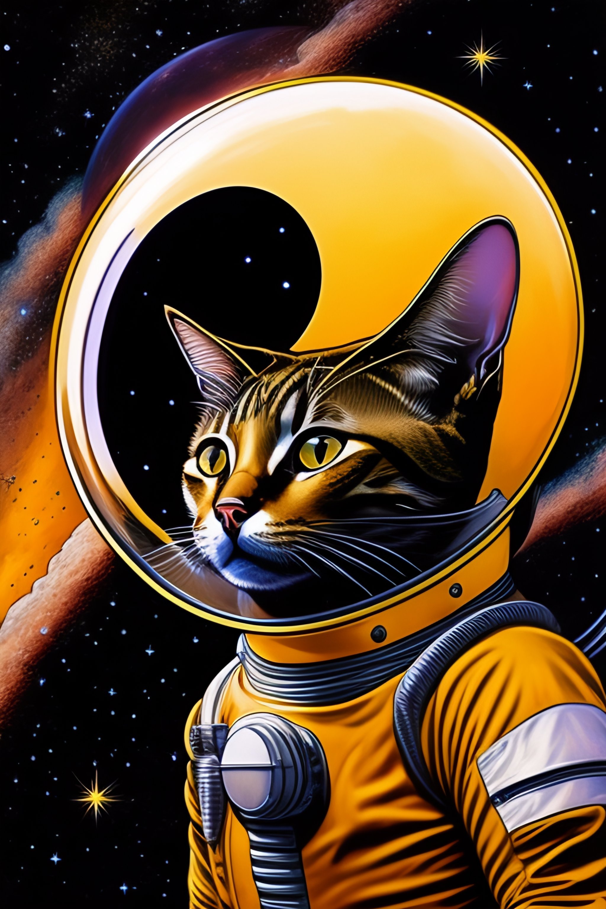 Lexica - Wally Wood styled illustration of a cat in a space suit in ...