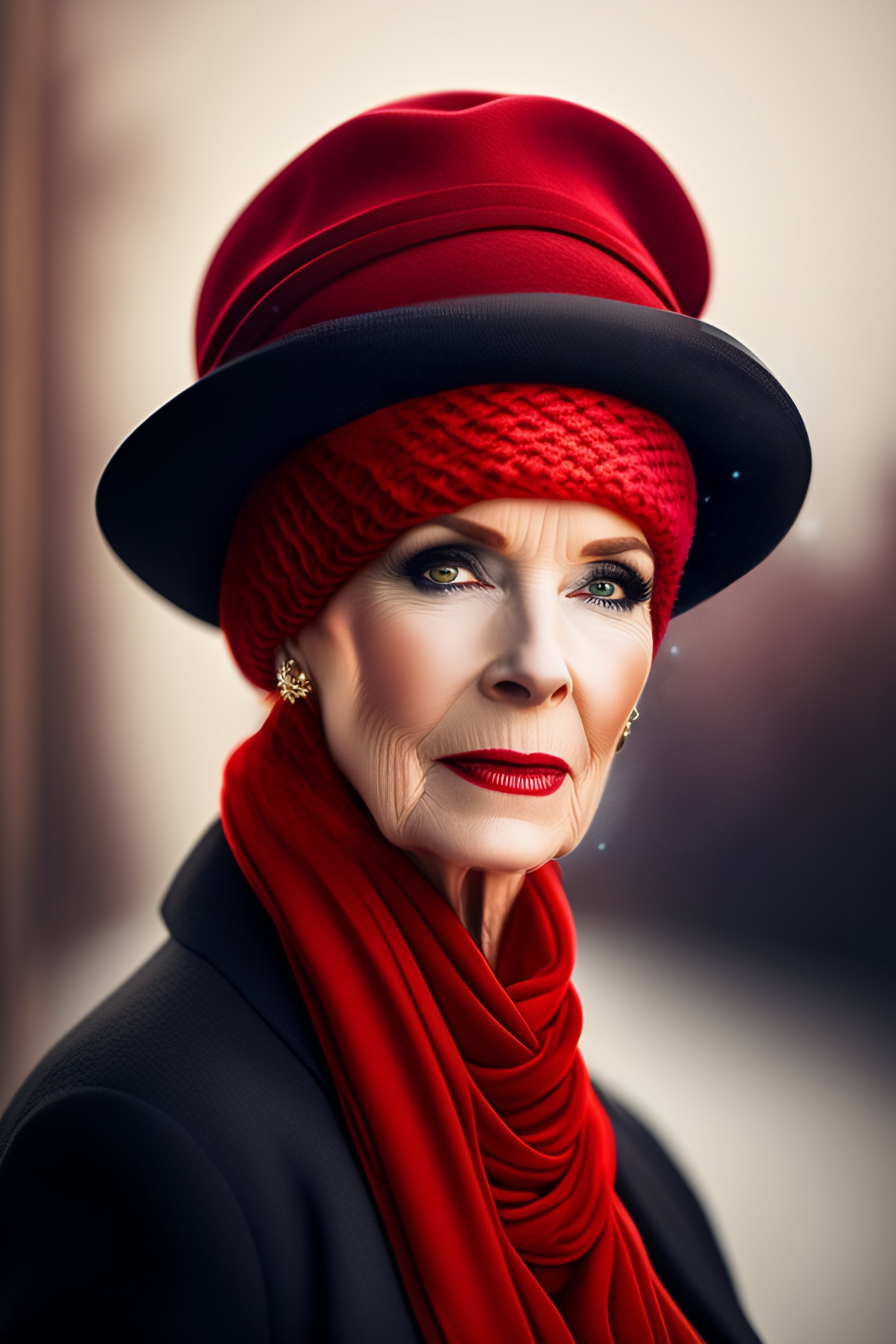 Lexica - Ugly old witch with red hair and a big gray hat