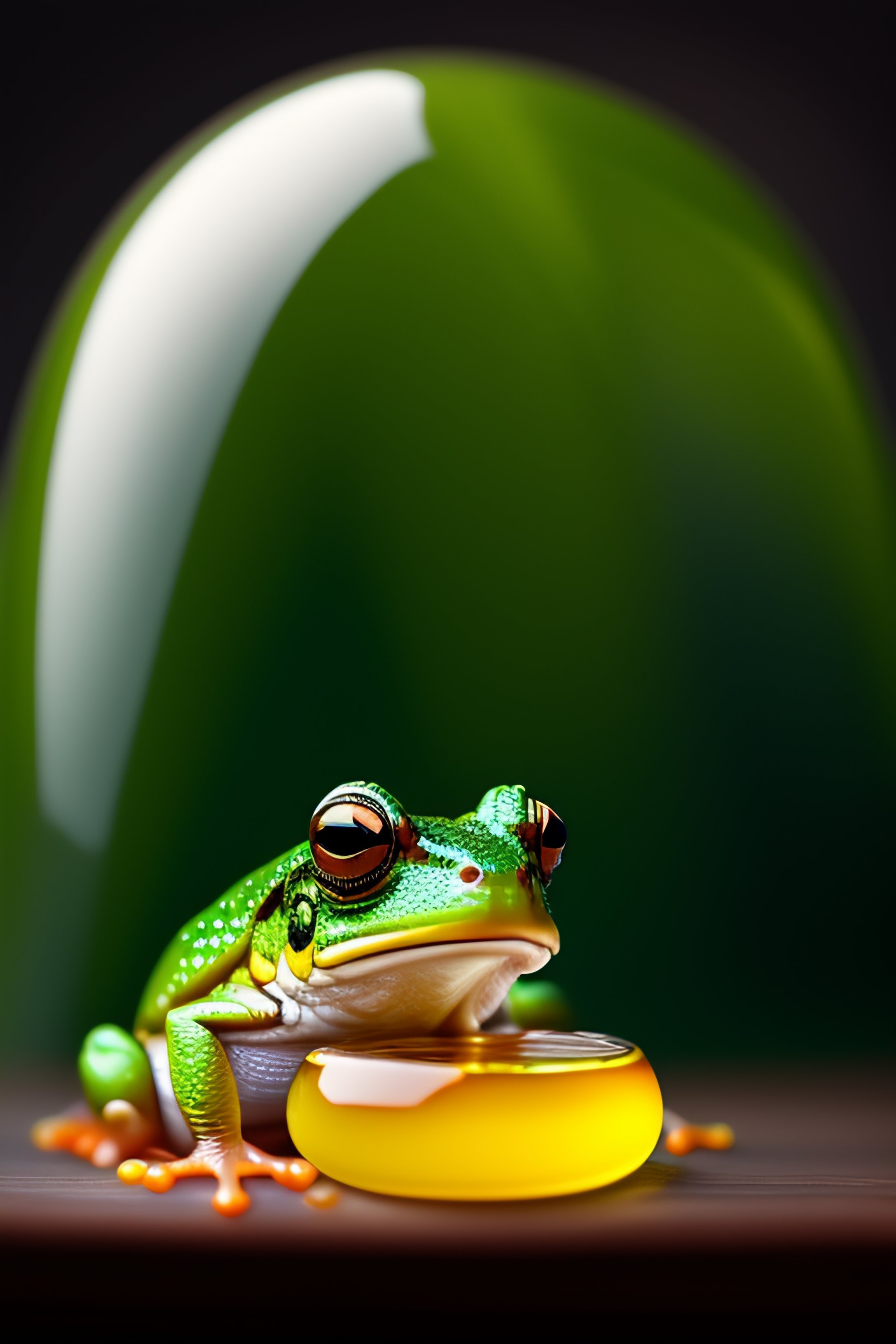 Lexica - Portrait of a frog eating jelly