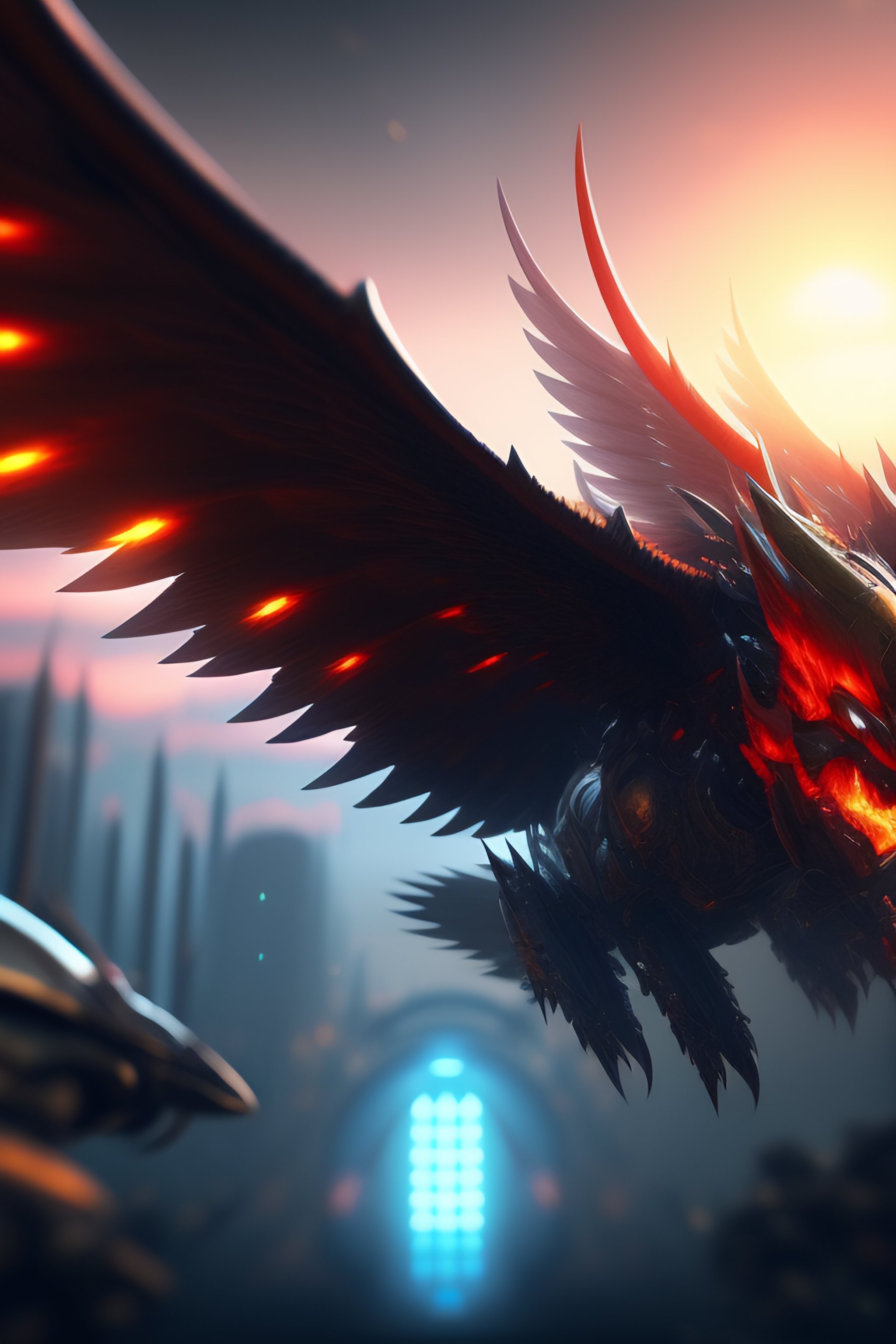 Lexica - Spawn with wings in hyperrealistic cyber hell 4k