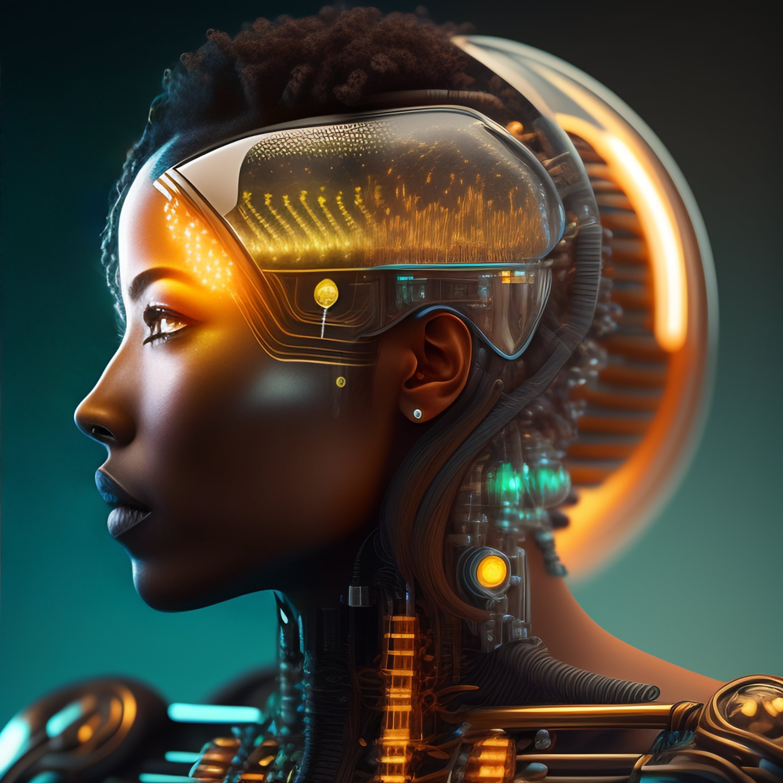 Lexica - 2D image of cyborg human evolved with biotechnology and based ...