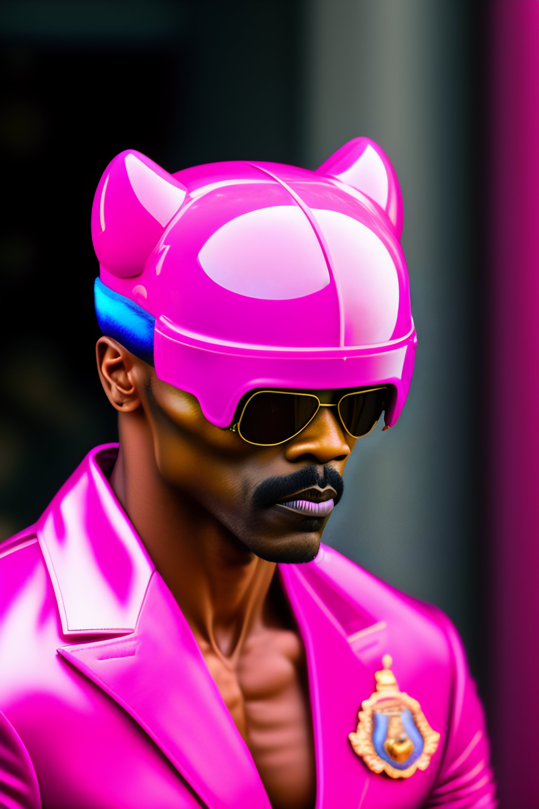 Lexica - Portrait of a super pink gay man with pink hello kitty gun