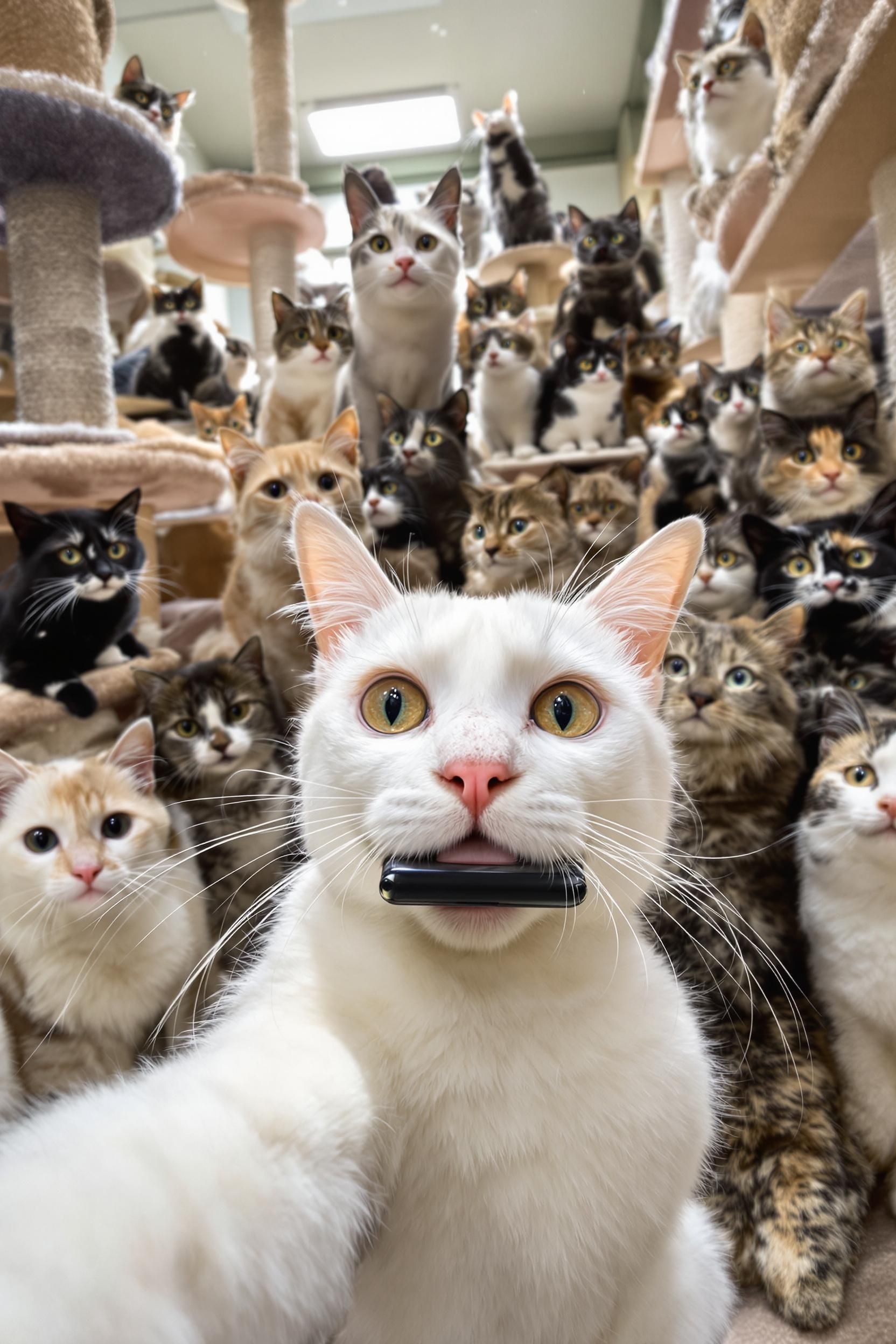 Lexica - A lot of cats take a selfie, photography very realist