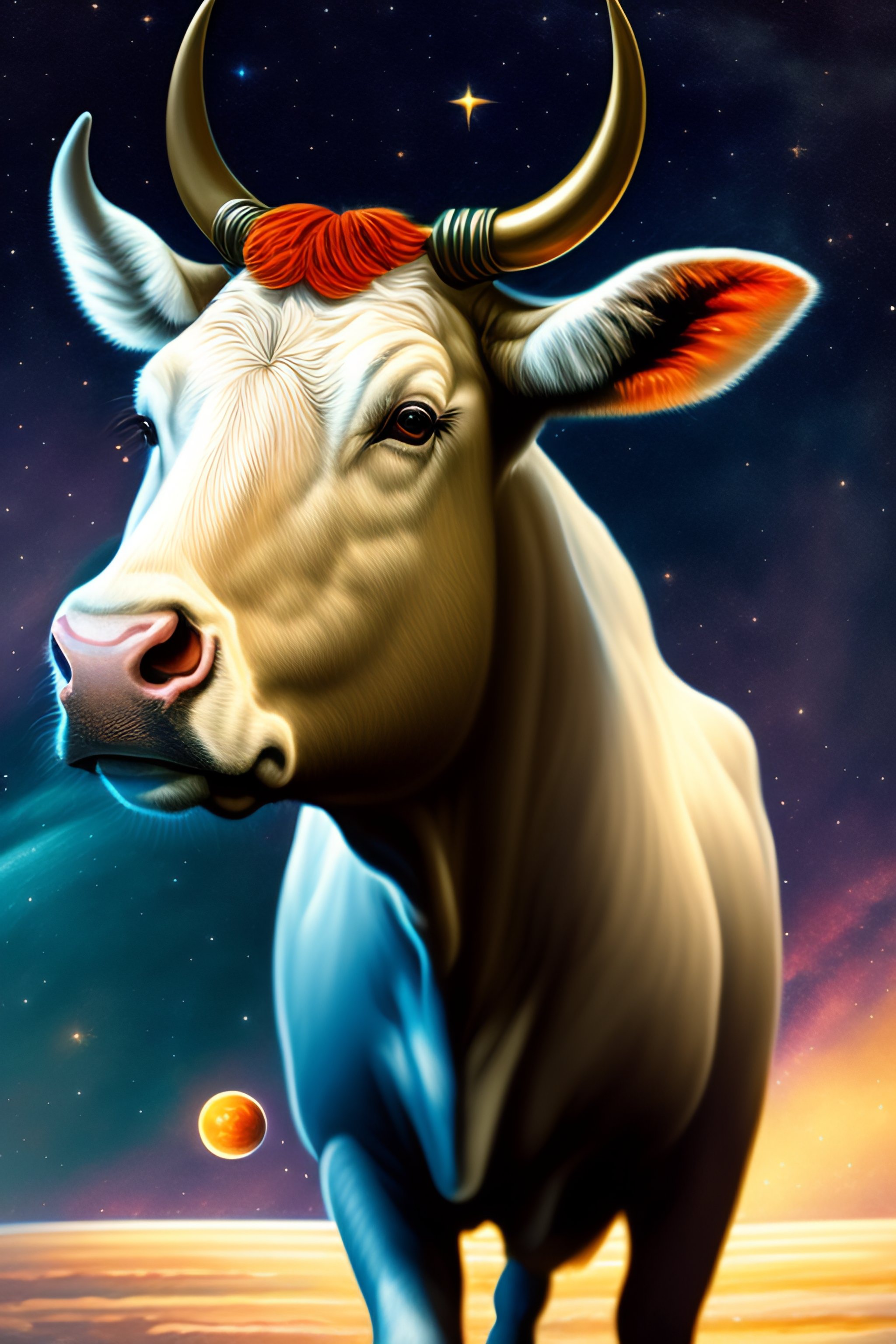 Lexica - Vintage space cow illustration