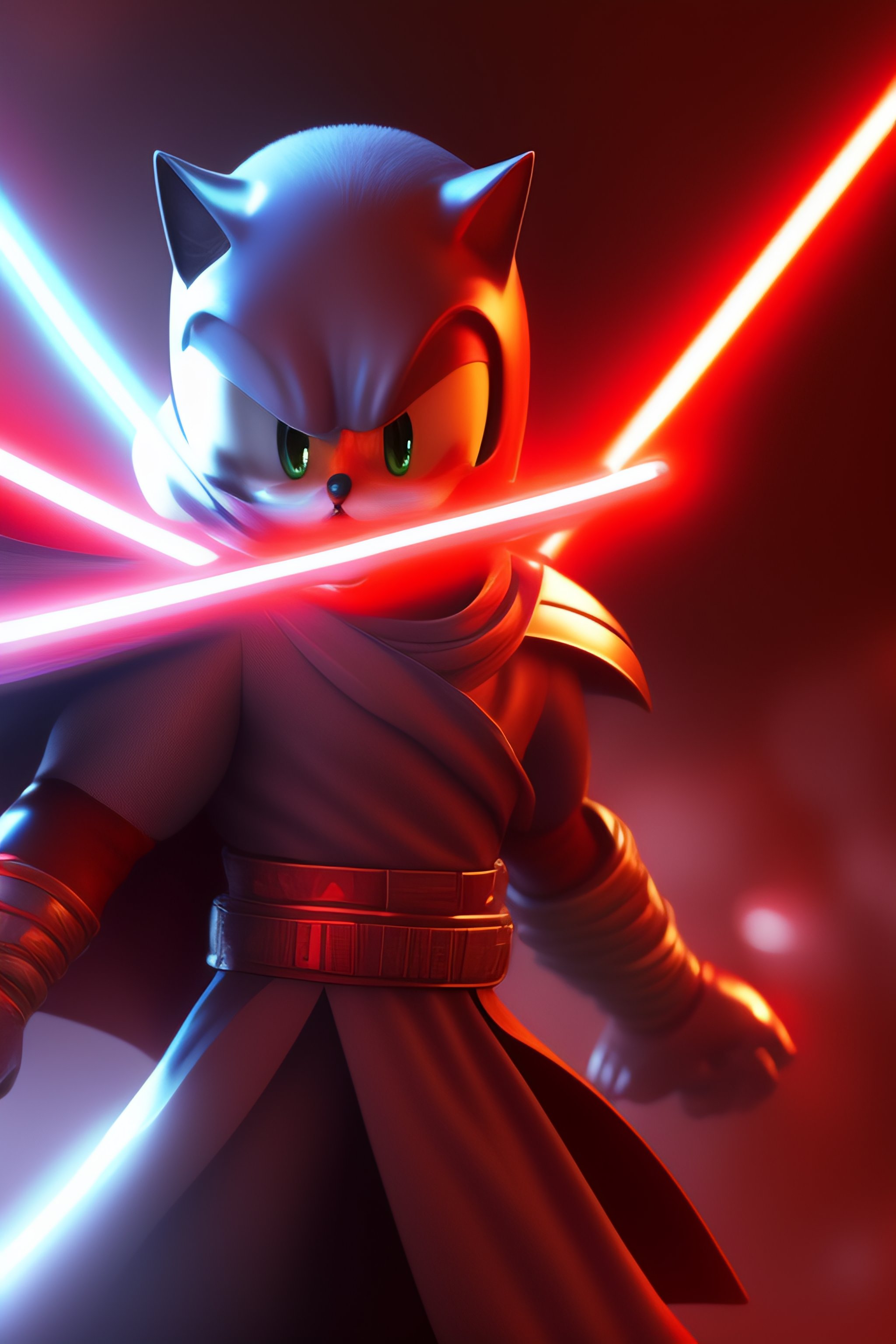 Lexica - Sonic as a sith holding a red lightsaber, portrait, ilustration, 8k