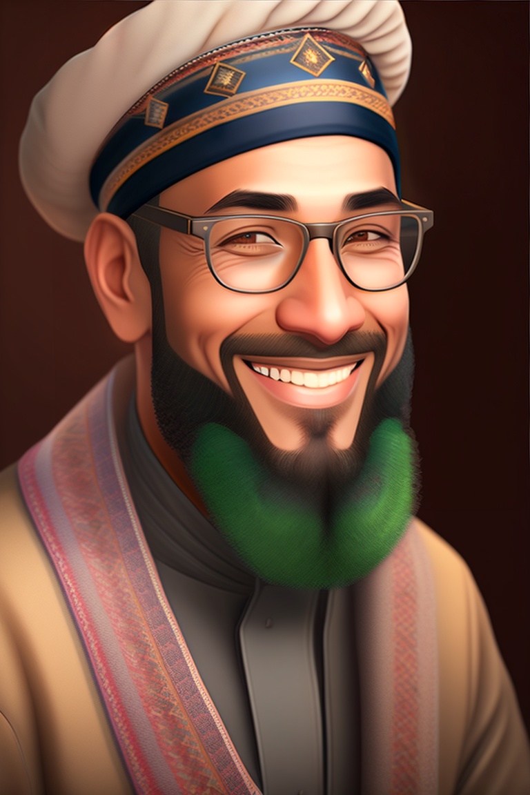 Lexica - An image of a Muslim uncle with a friendly and kind expression ...