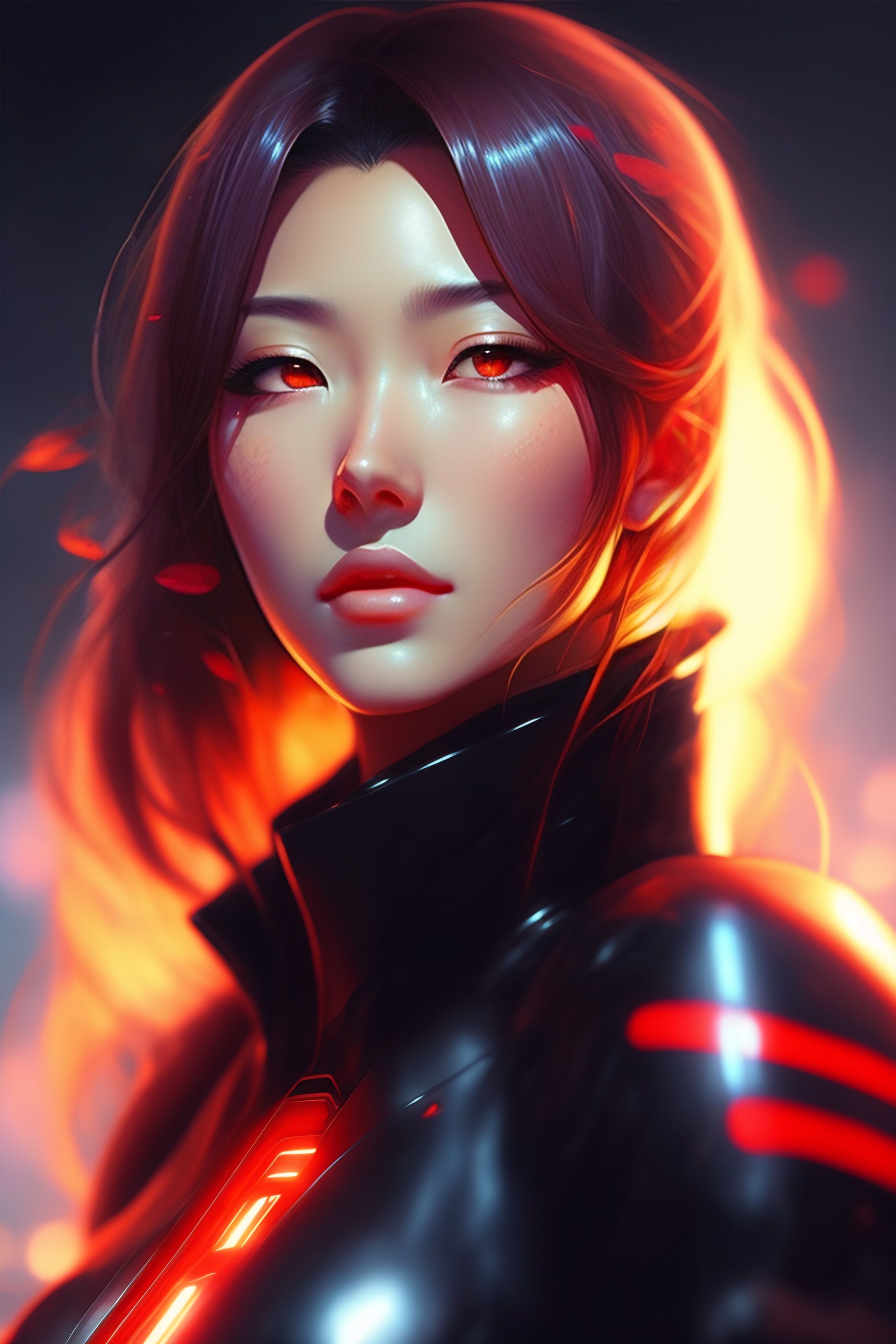 Anime Glowing Red Eyes Girl