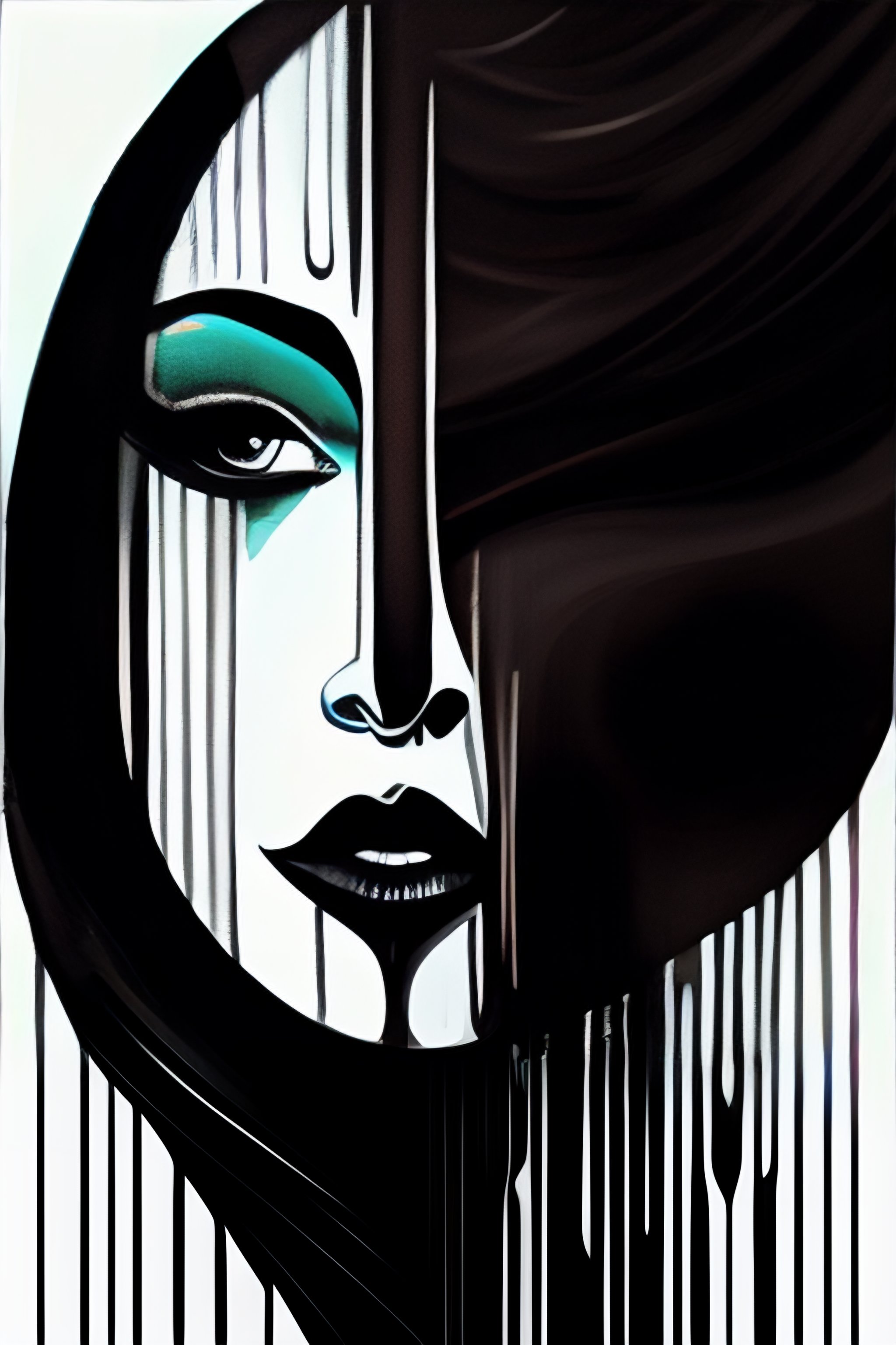 Lexica - Abstract creepy face drawn with lines