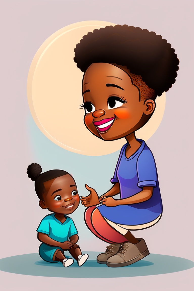 Lexica - A heartwarming cartoon illustration of an African child and ...