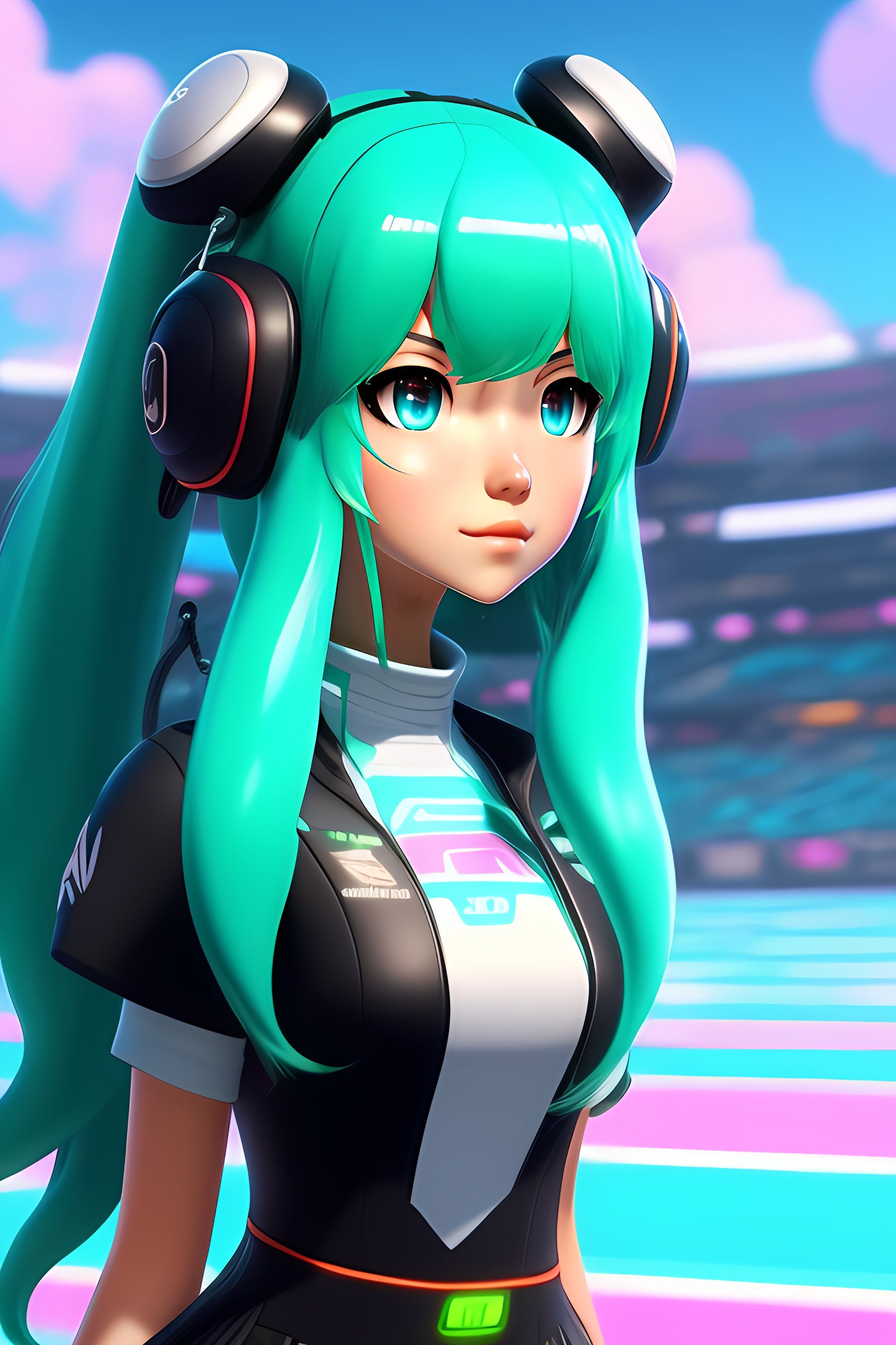 Lexica - If Hatsune Miku were a character in the Splatoon video game.