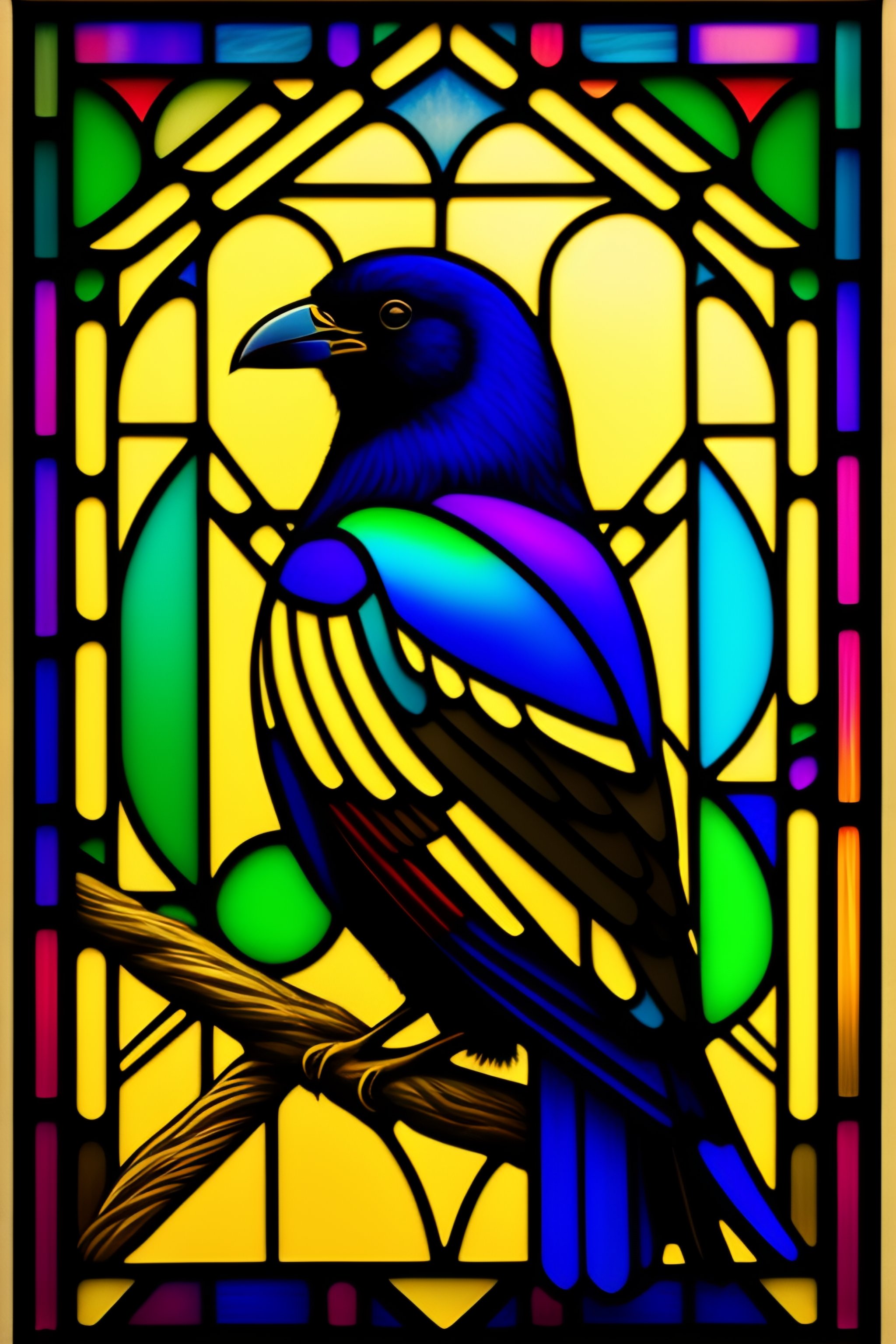 Lexica - Stained glass raven, geometric lines, wallpaper, art deco ...