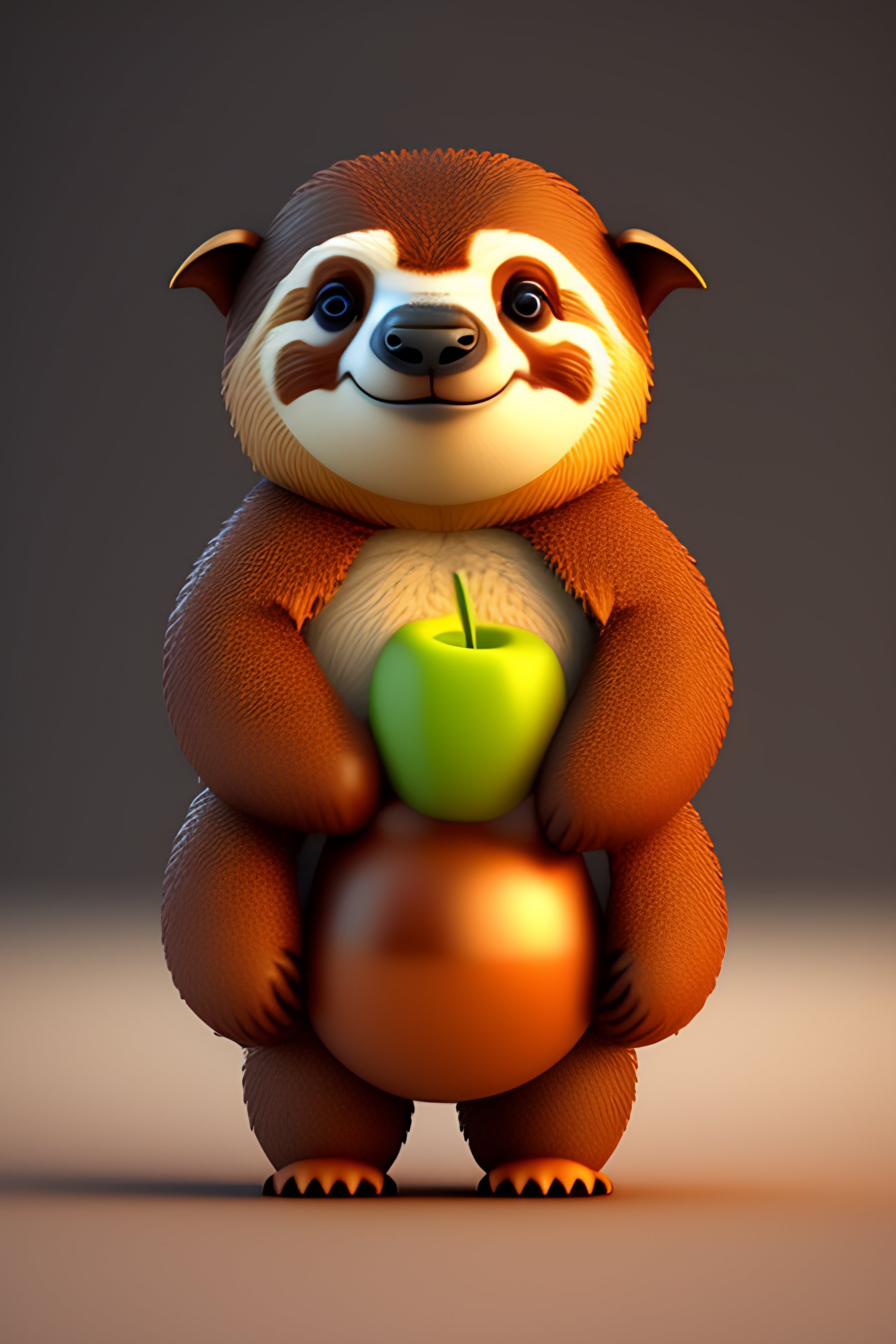 Lexica - 3d render of cartoon cute sloth pop