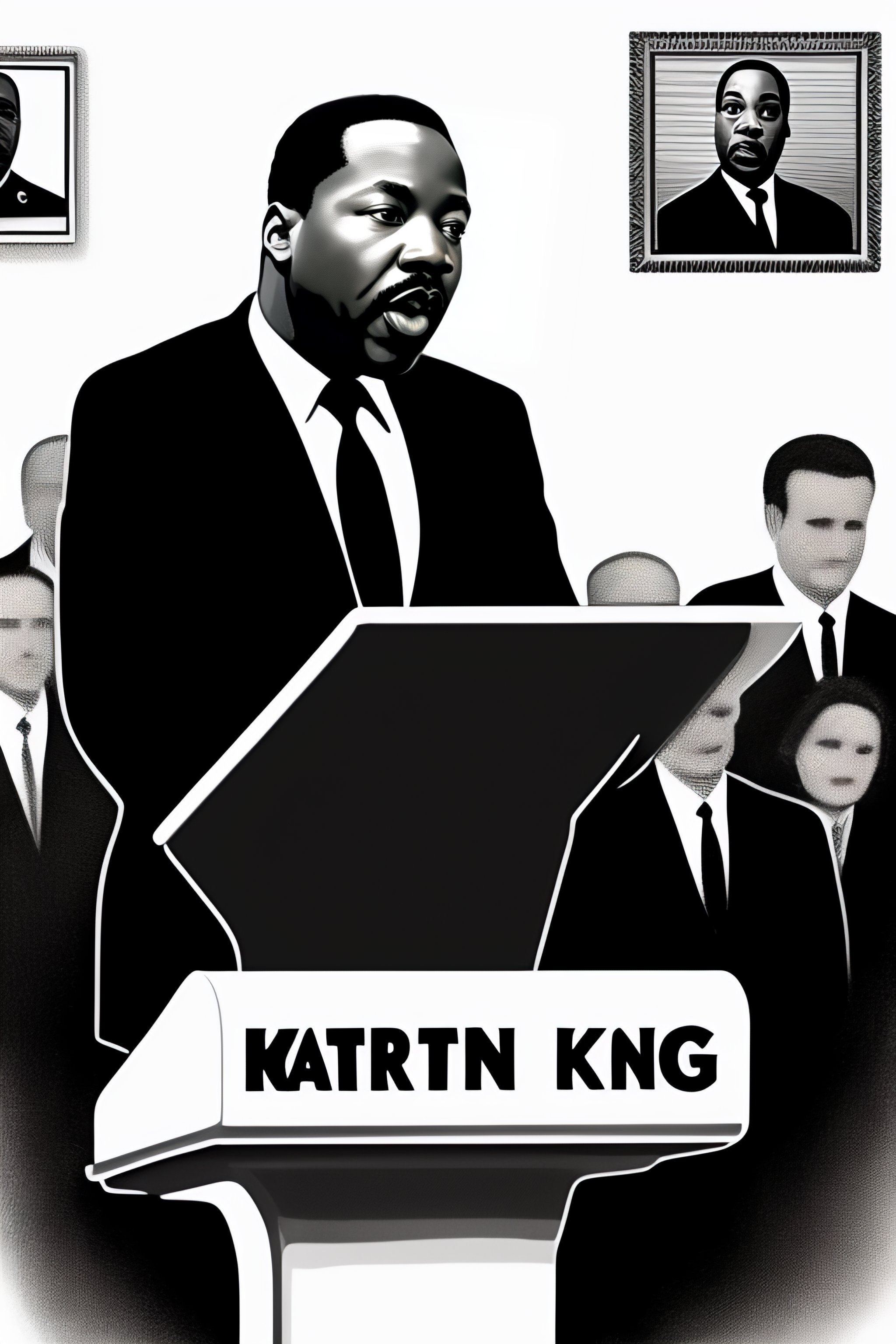Lexica - Cartoon portrait of martin luther king giving a speech