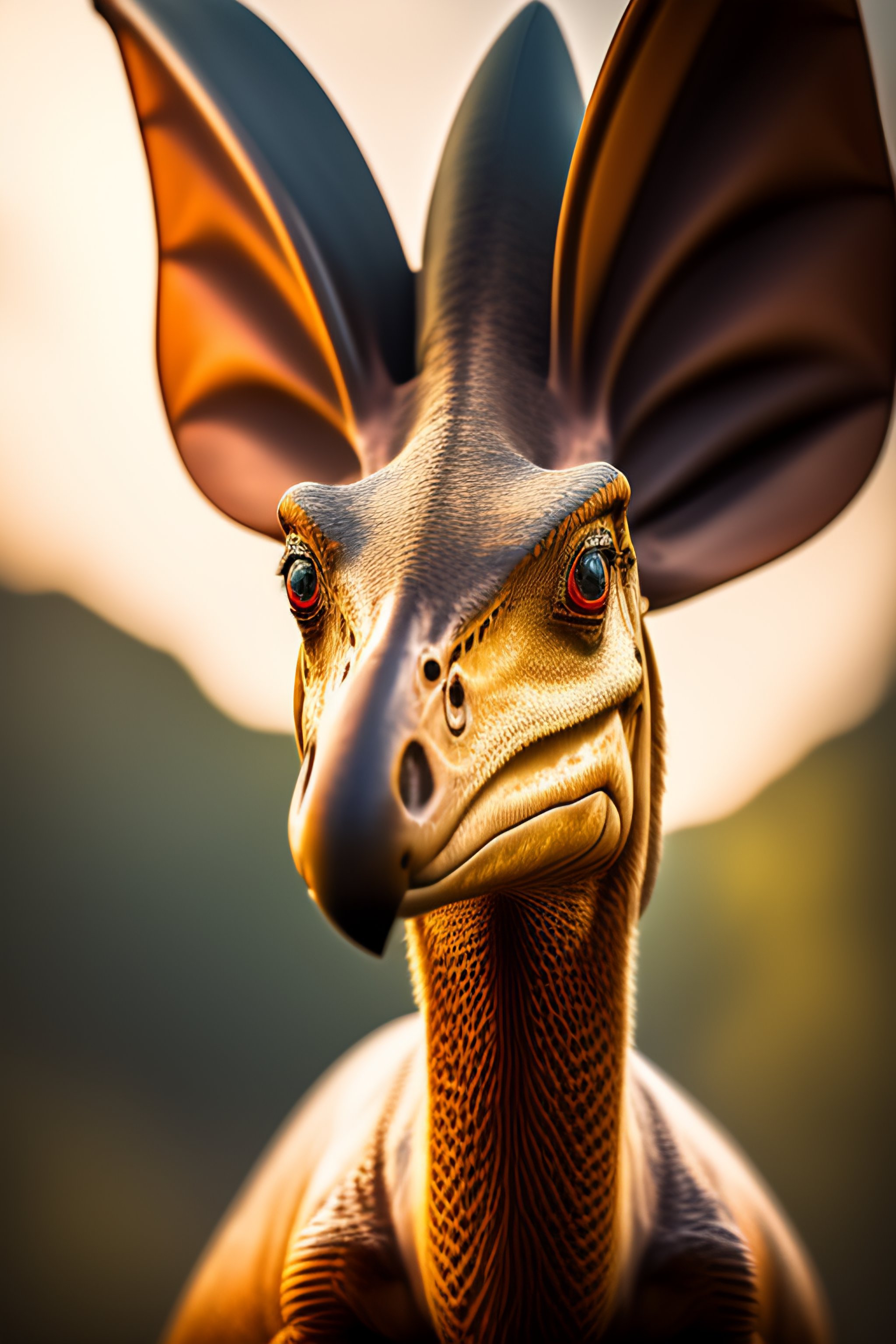 Lexica - Earth coloured pterodactyl with hearing aid, funny, cute, full ...