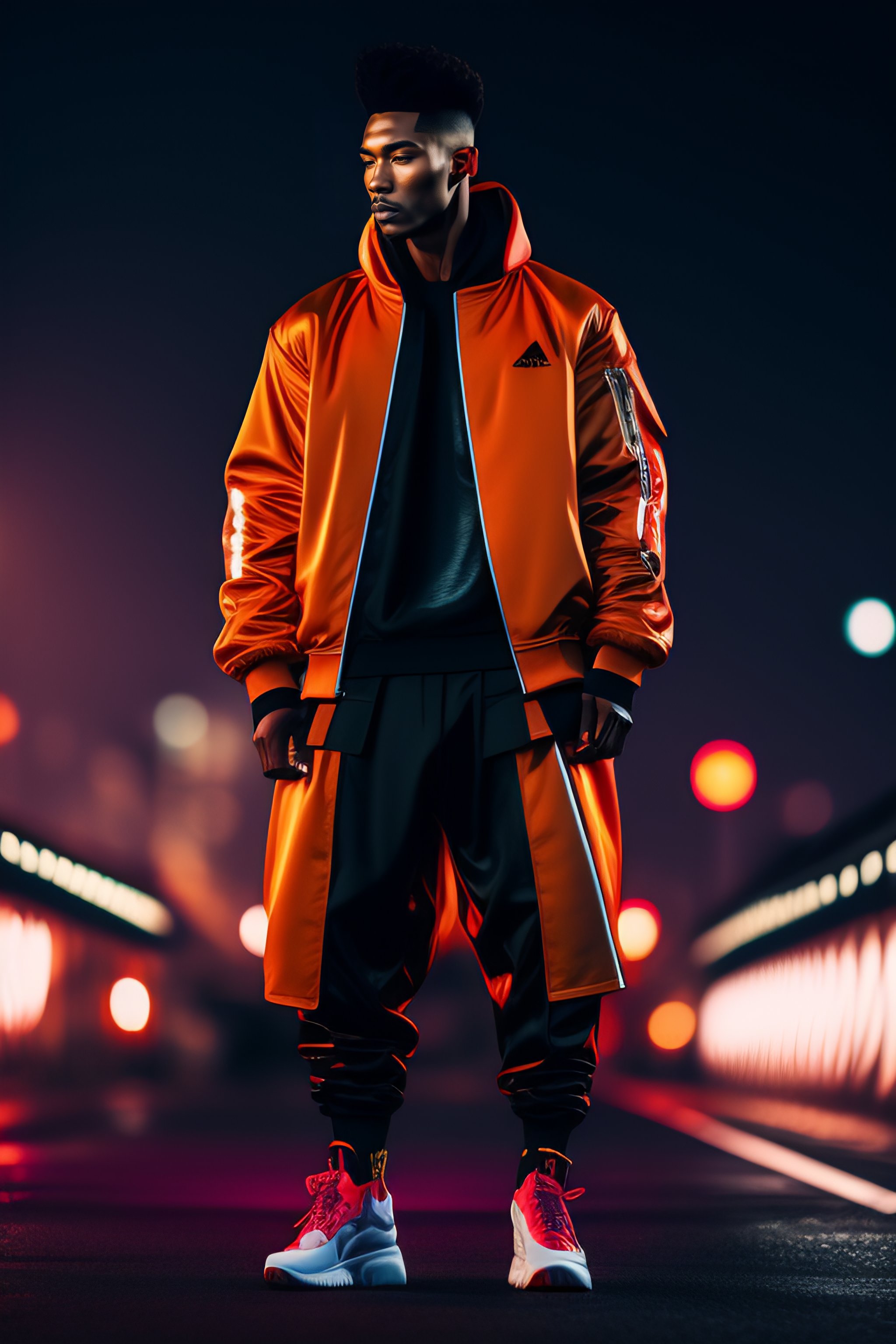 Lexica - Dangerous male fashion model, oversized pants, bombers short ...