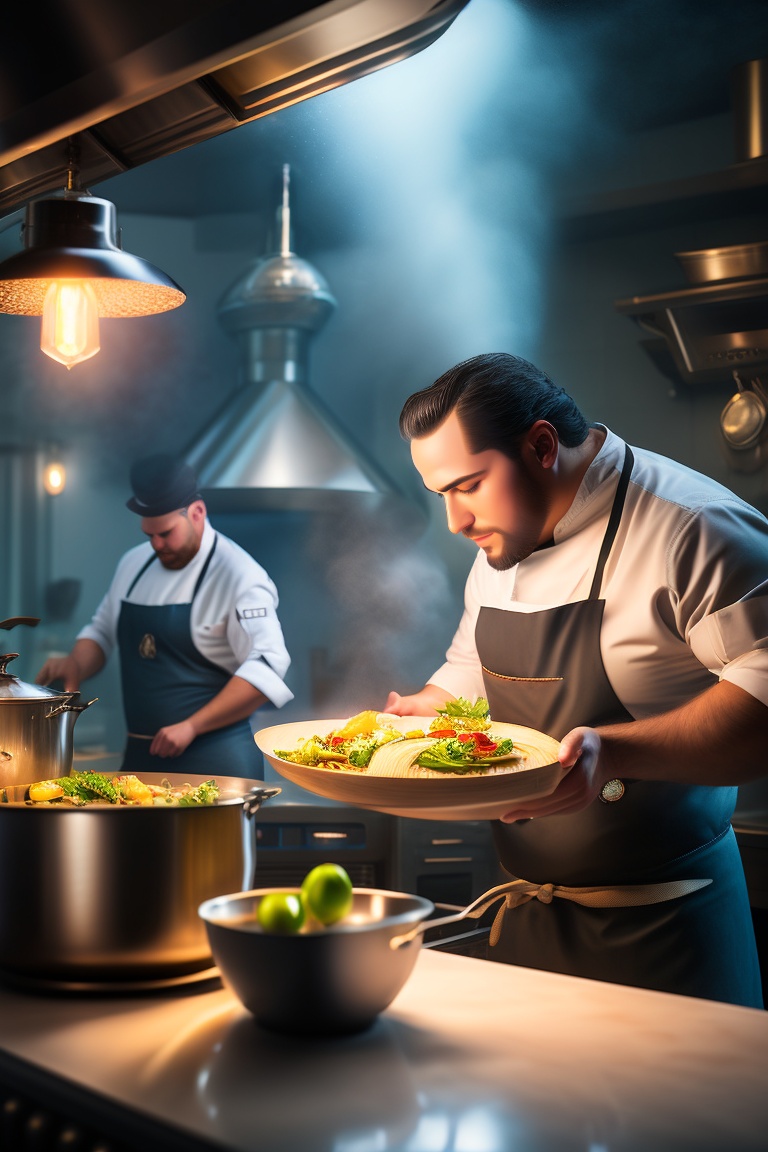 Lexica - French style kitchen, chef cooking tacos, very realistic photo ...