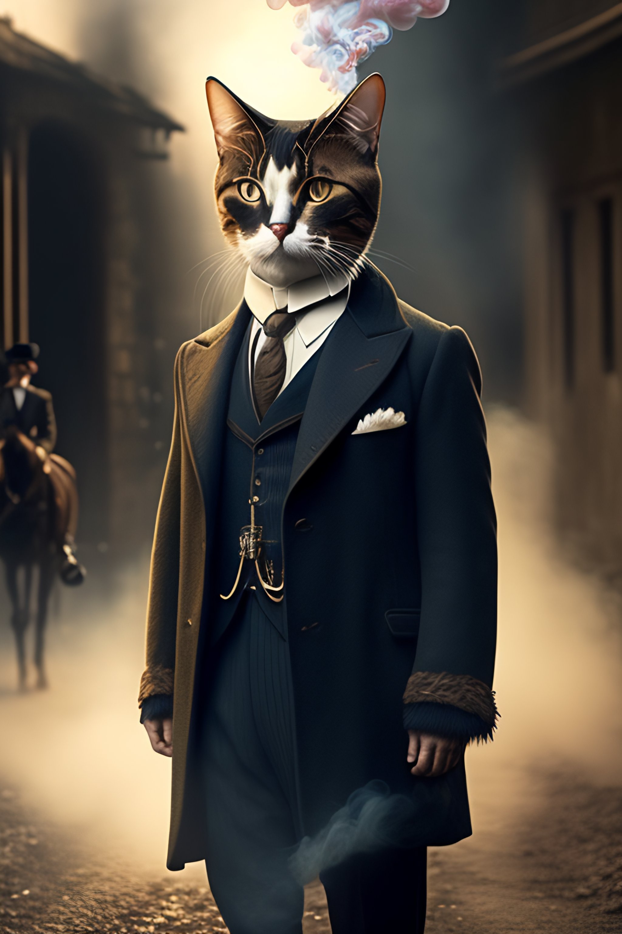 Lexica - A cat dressed like it's a person on the show "Peaky Blinders ...