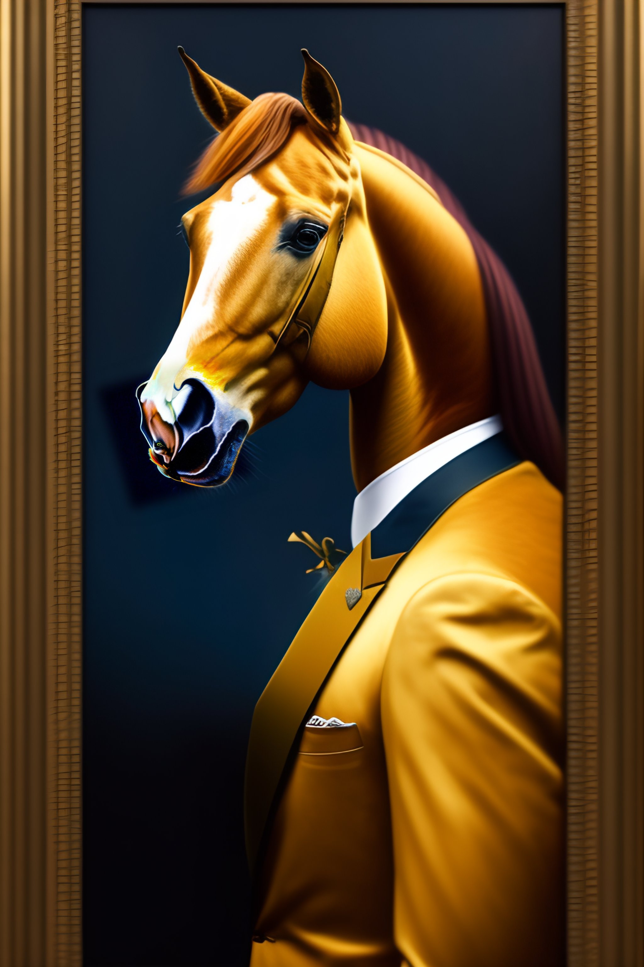 Lexica - A portrait of Golden Sable horse wearing suit and tie, by ...