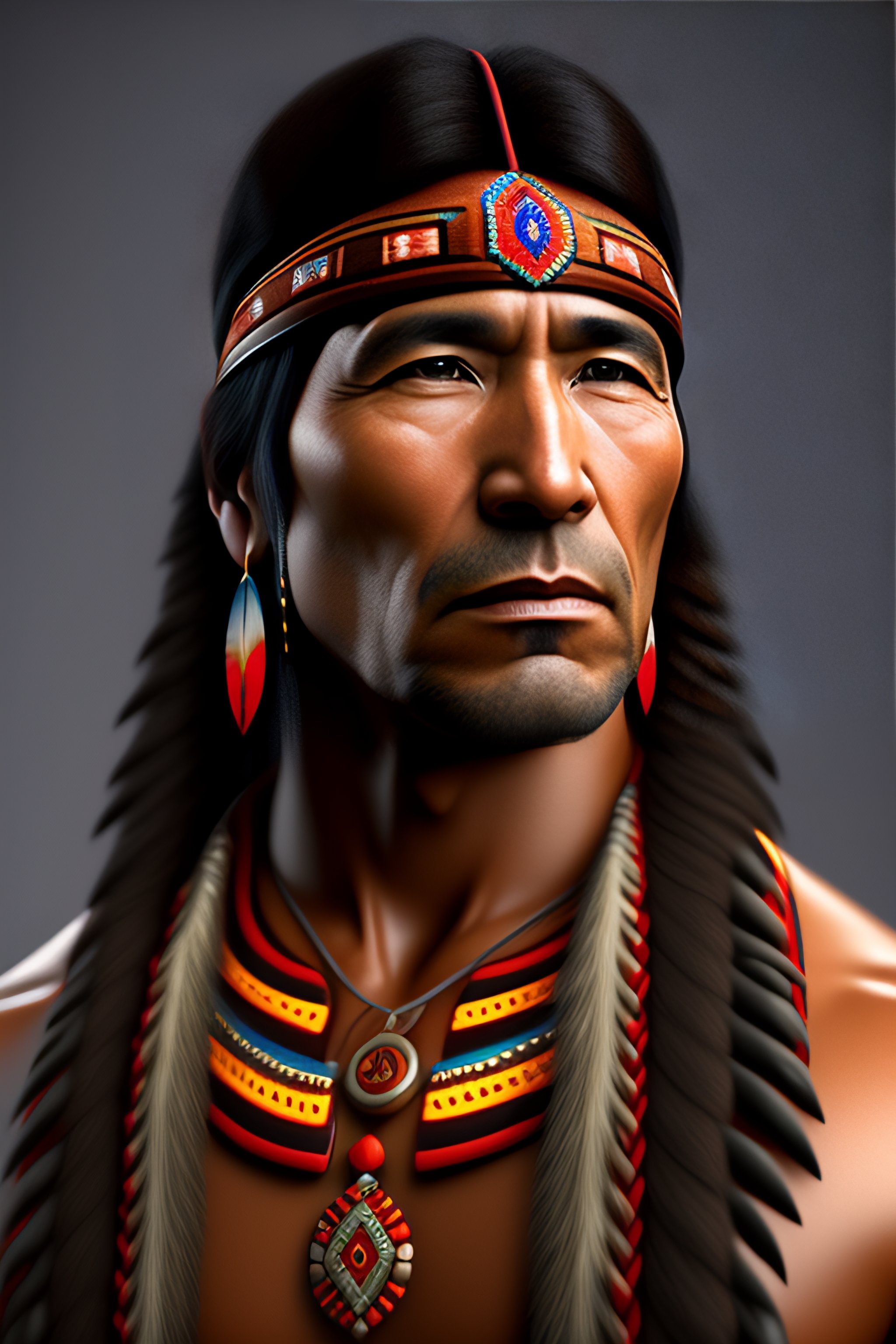 Lexica - Native american 30-40 years old man portrait in 3d digital art ...