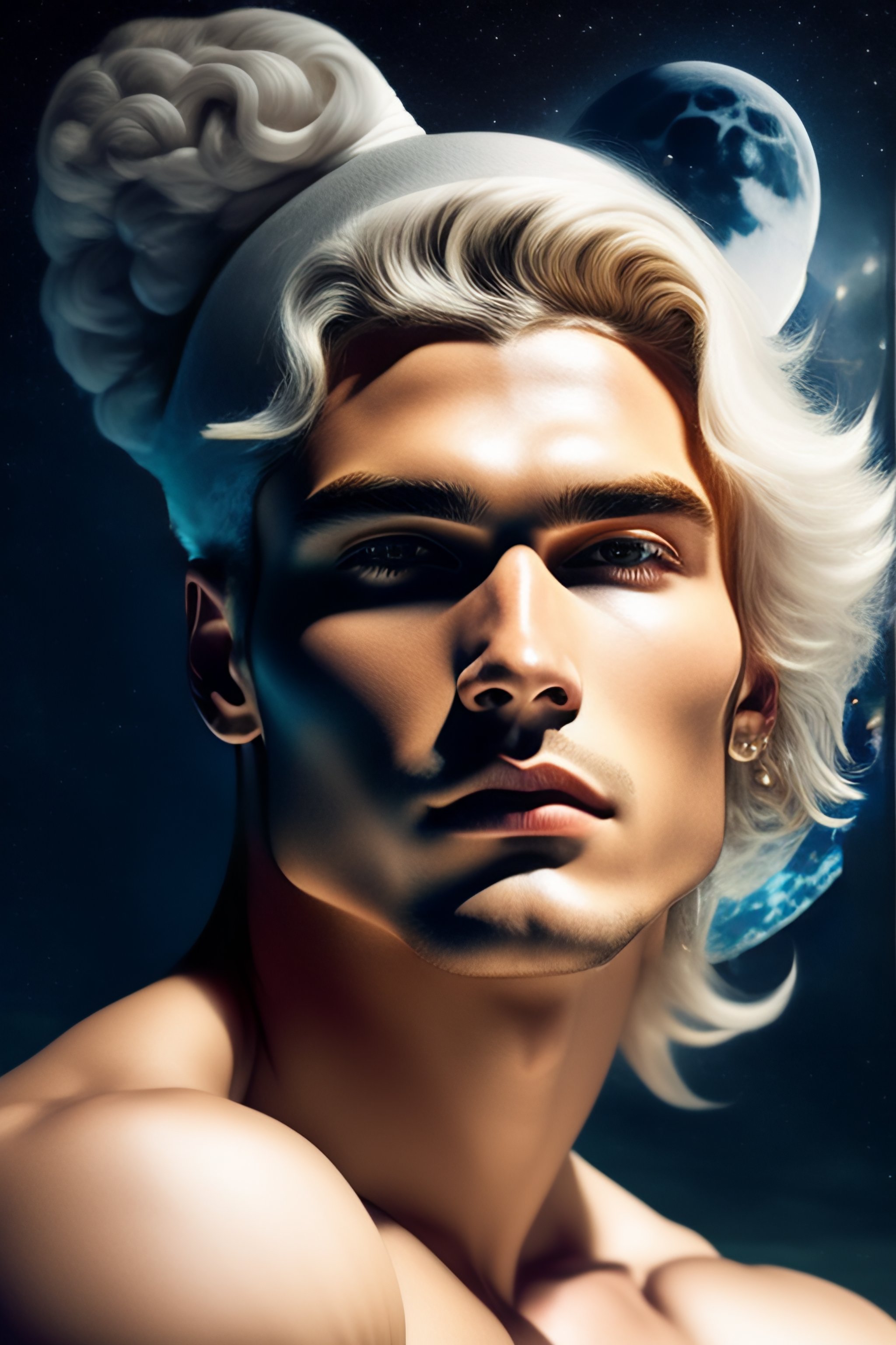 Lexica - God of the moon, white attractive young male, moon male deity ...