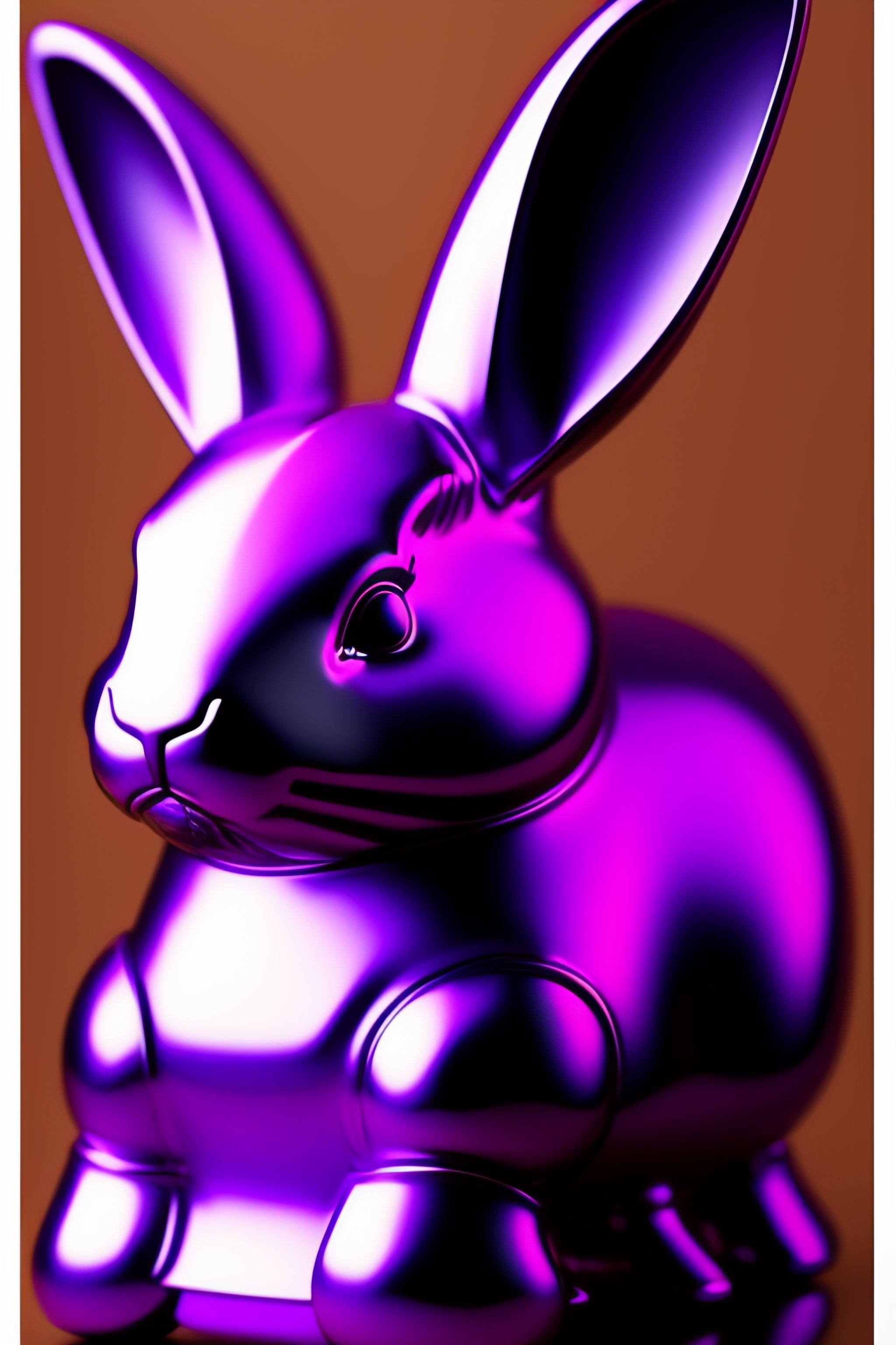 Lexica - Portrair a metallic purple rabbit like a robot whith th moon