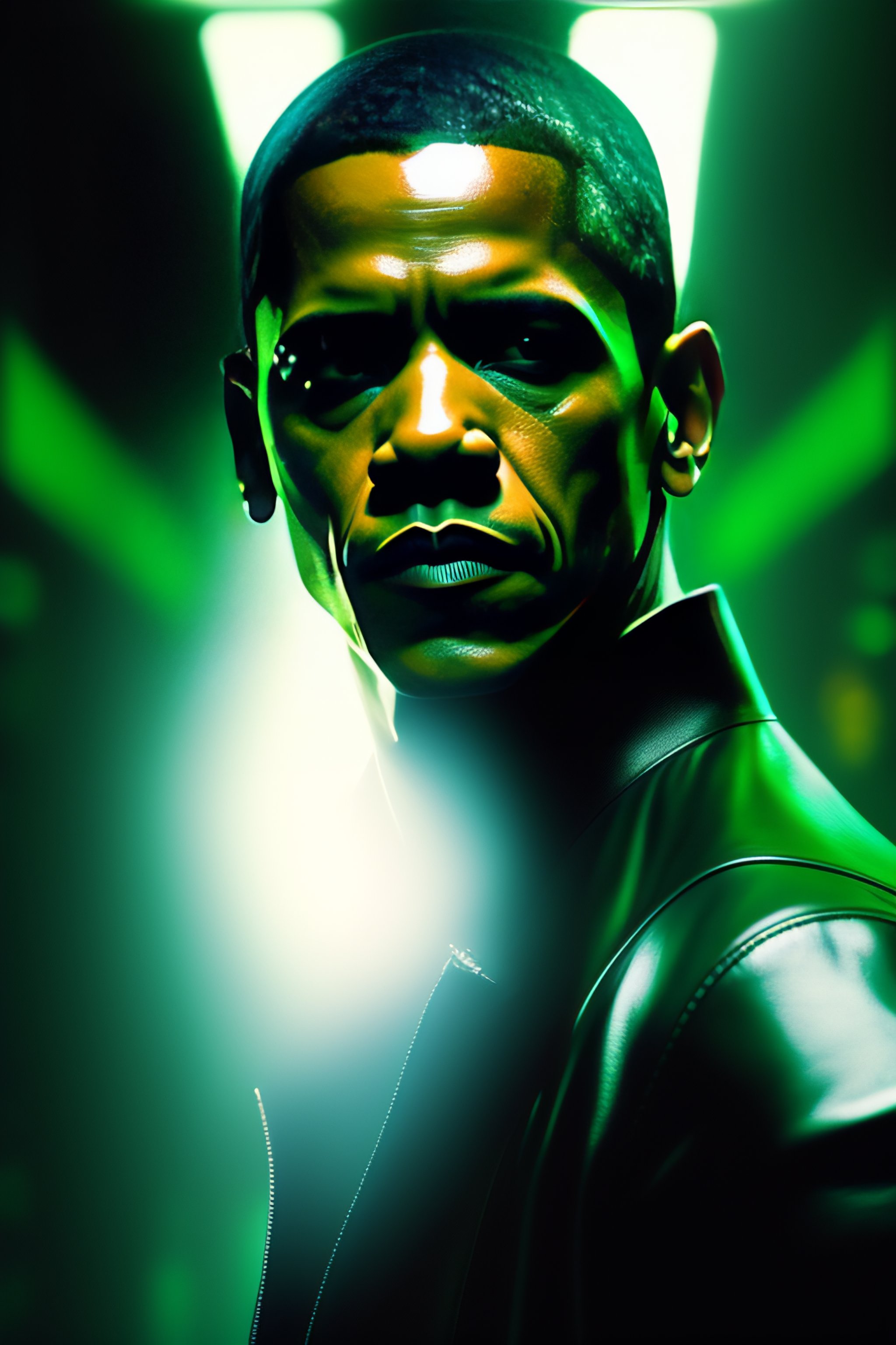 Lexica - Film still of obama as Neo in the matrix, full body, leather ...