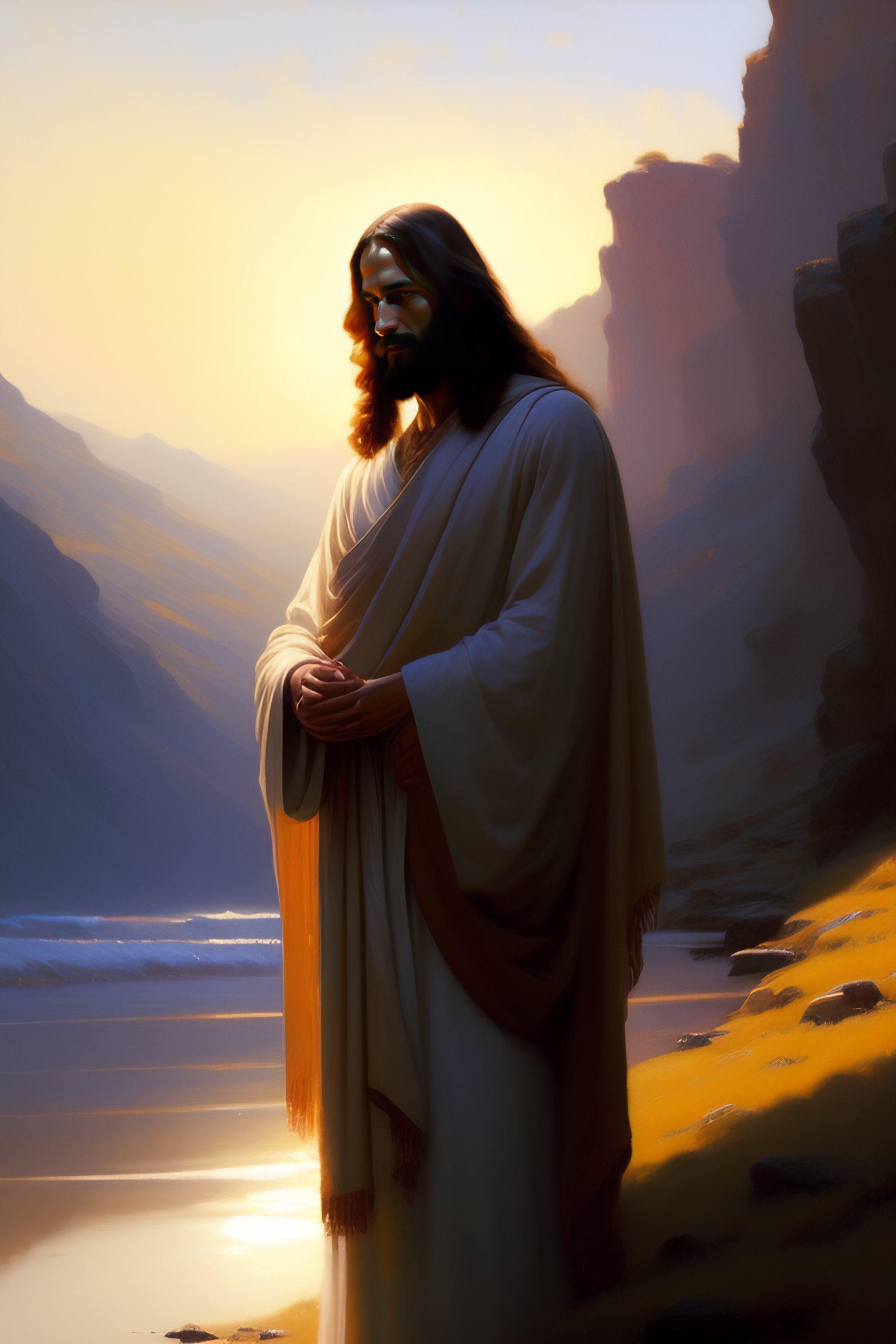 Lexica - Full body photo of jesus christ majestic spooky disquieting ...