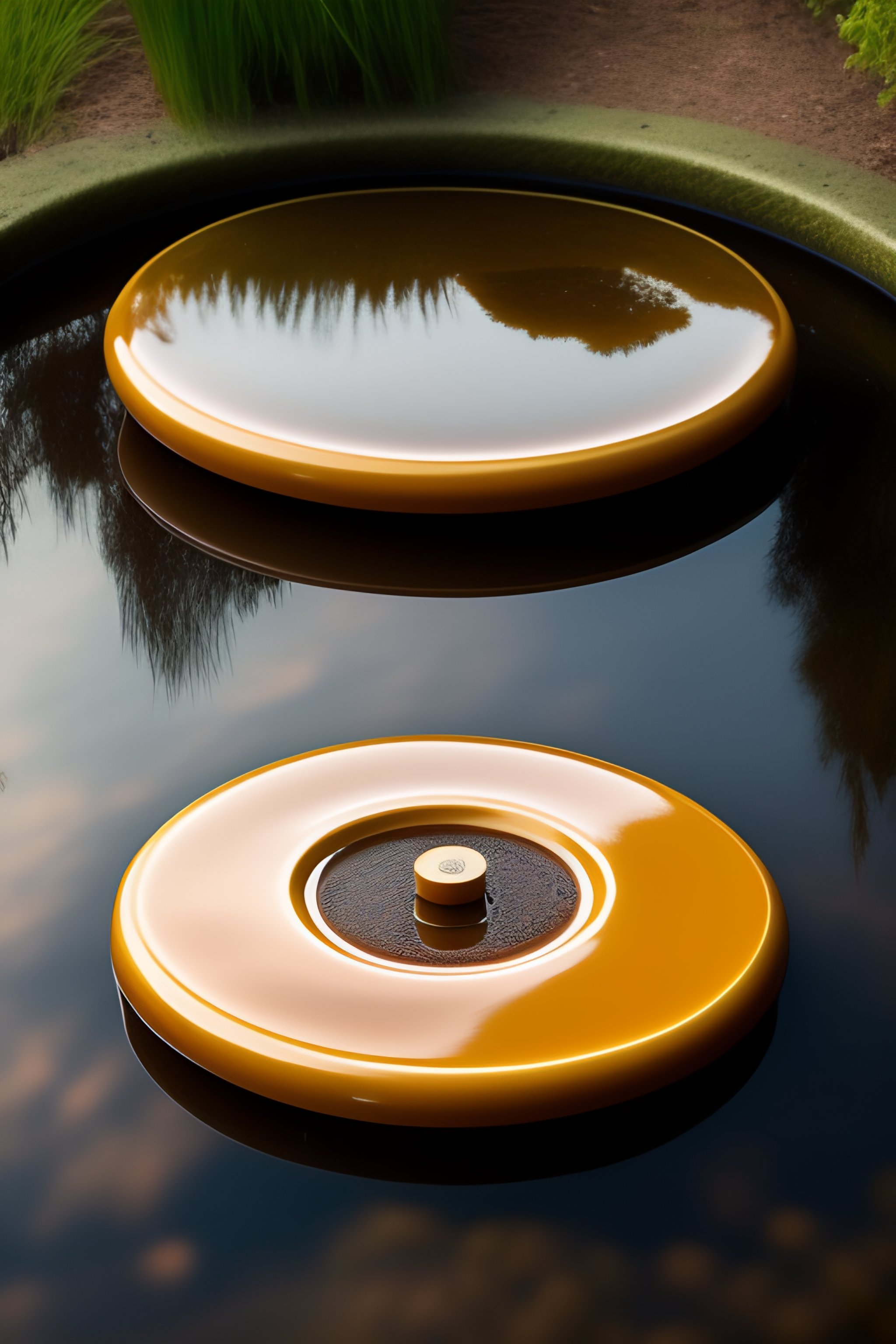Lexica - A shower plate floating in a pond