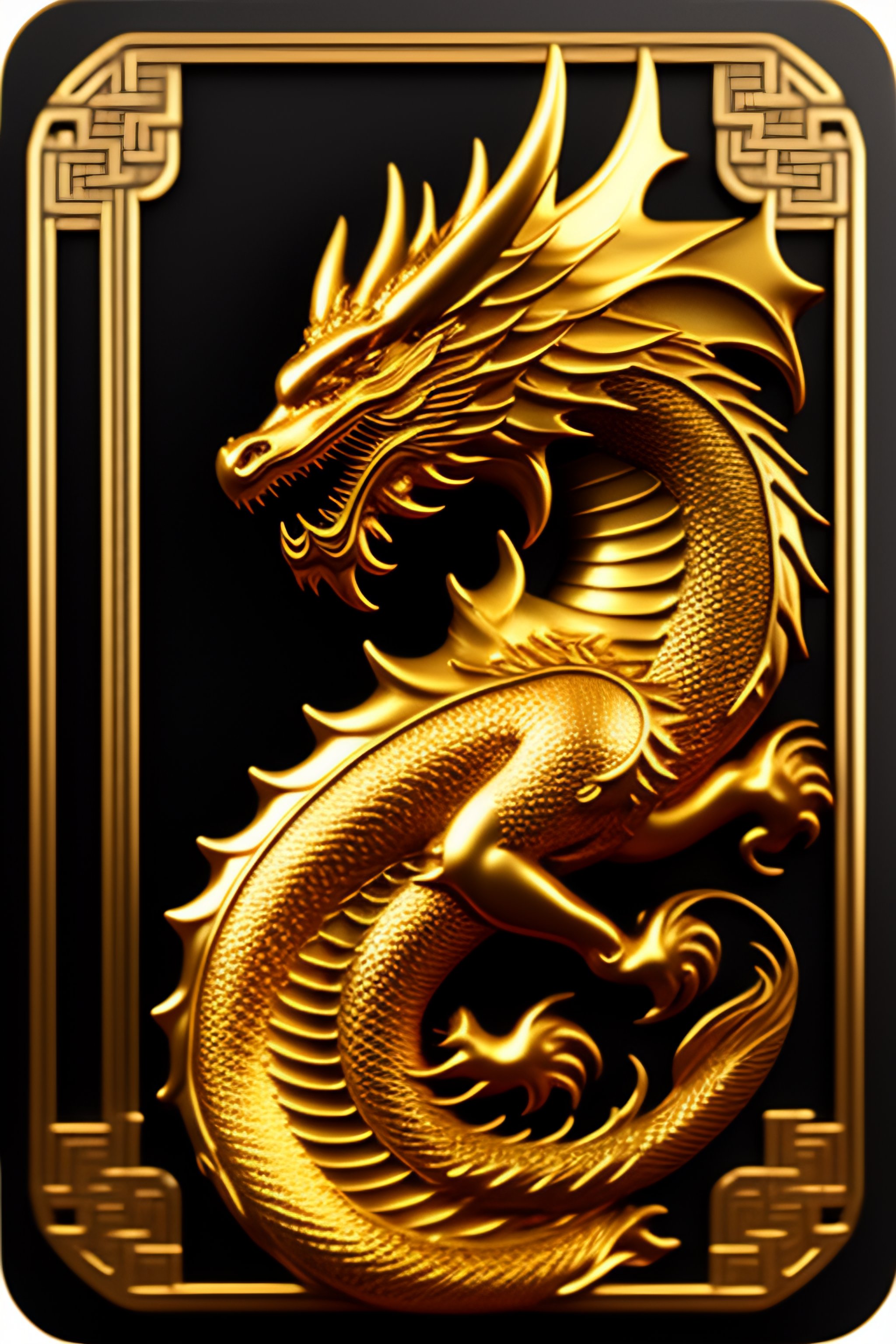 Lexica - Chinese golden 3d dragon card