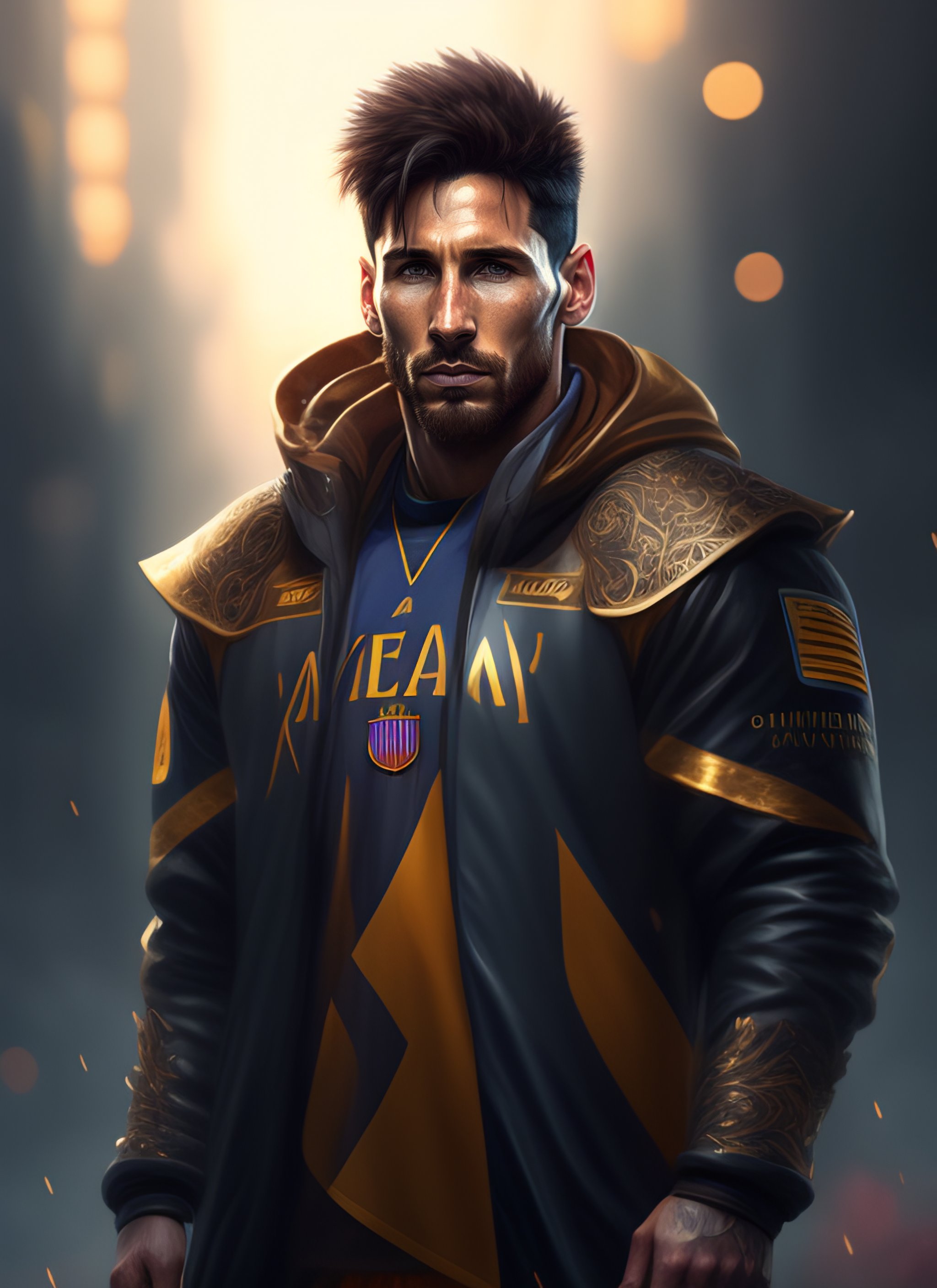 Lexica - A highly detailed illustration of Lionel Messi wearing dirty ...