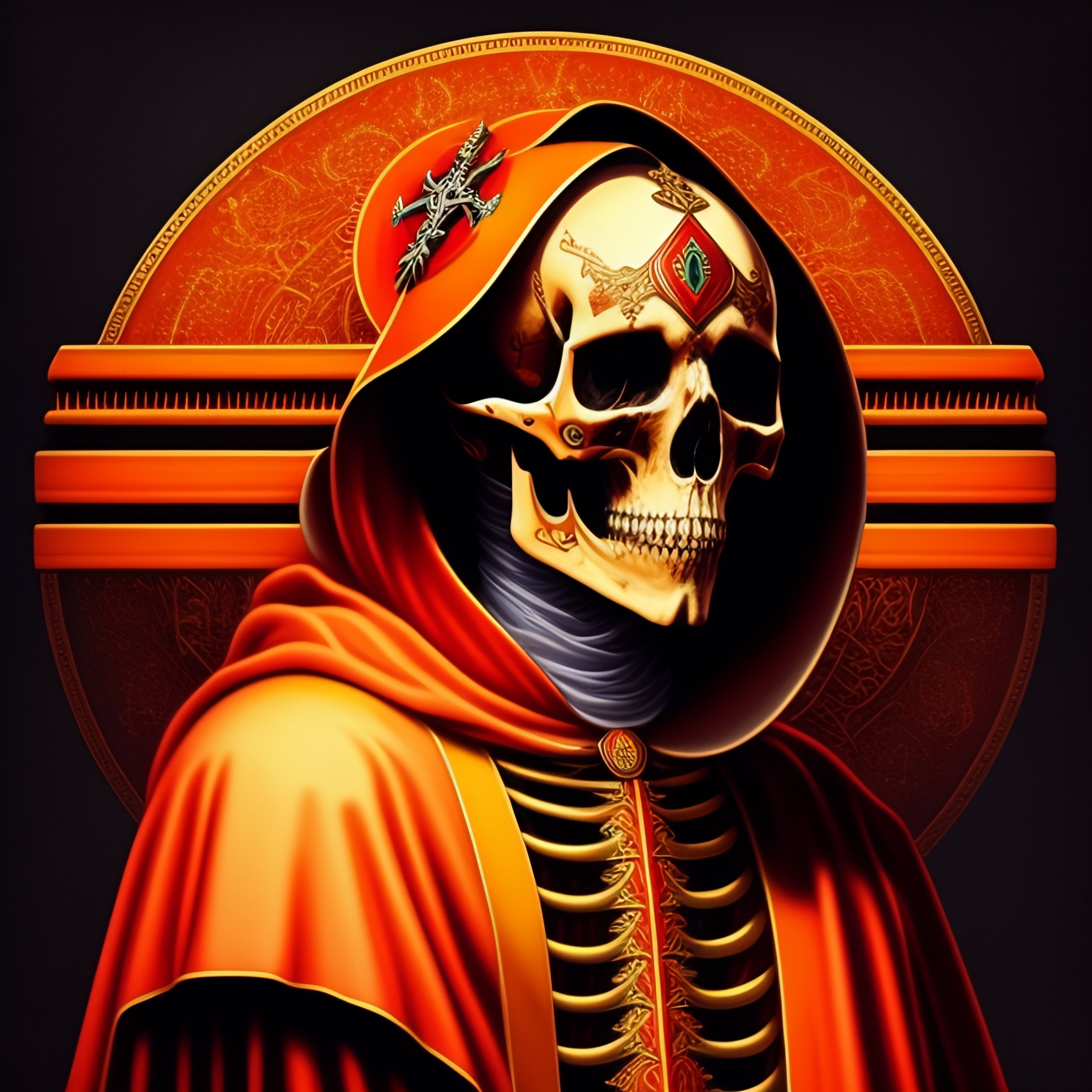 Lexica - Skeleton pope wearing pallium, liturgical vestment, driving a ...