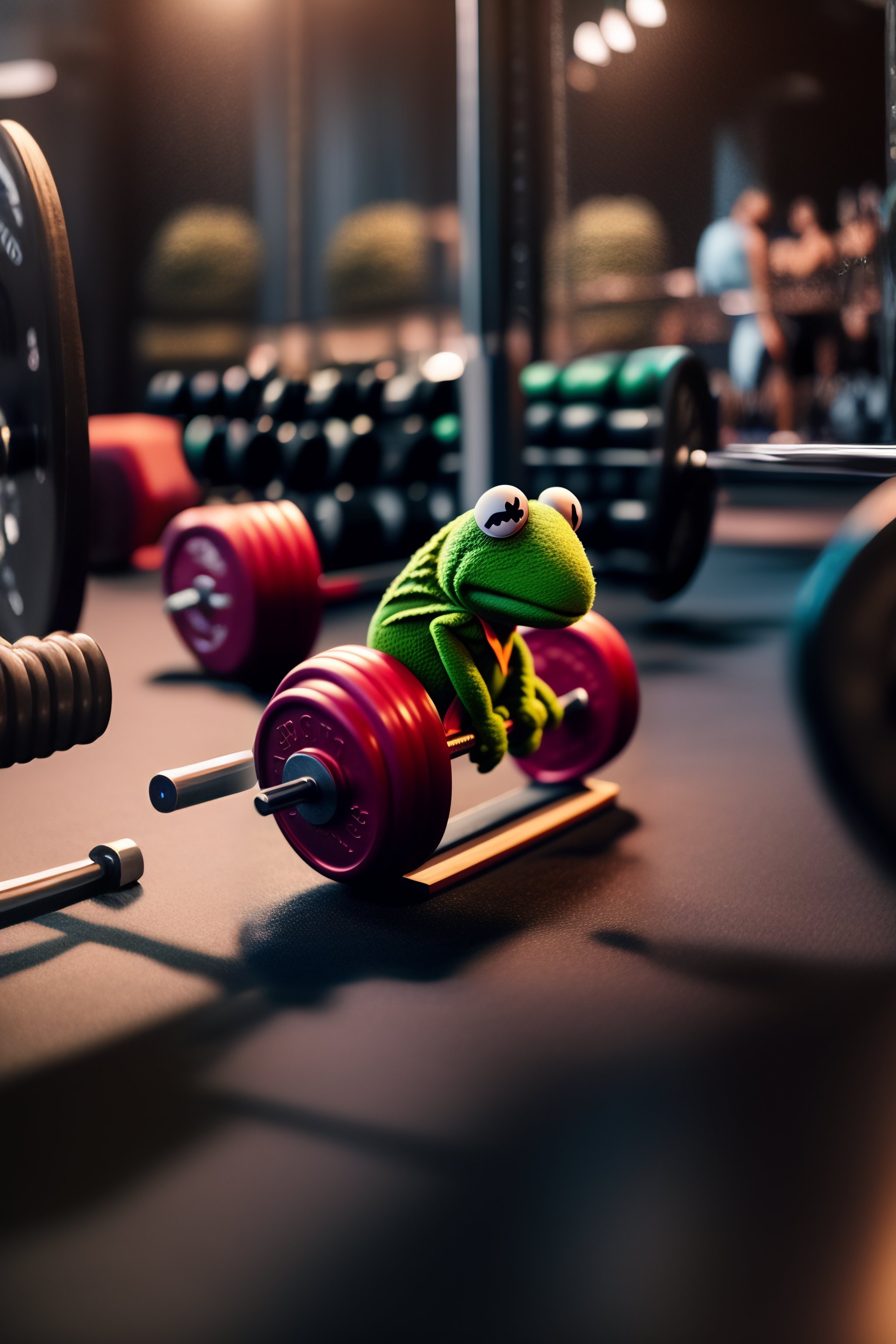 Lexica - Kermit the Frog doing deadlifts at a luxury gym, portra 400 ...